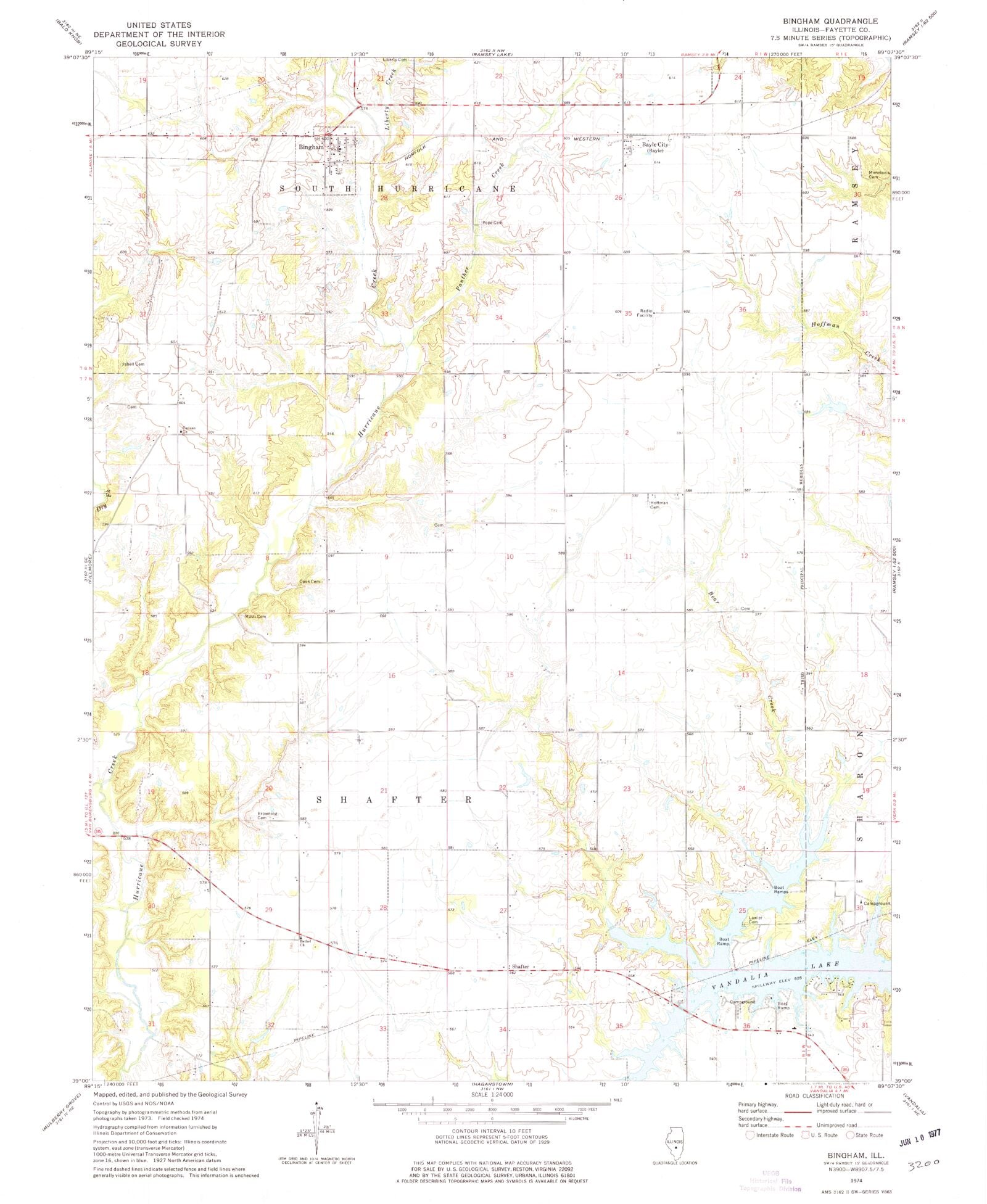 Classic USGS Bingham Illinois 7.5'x7.5' Topo Map – MyTopo Map Store