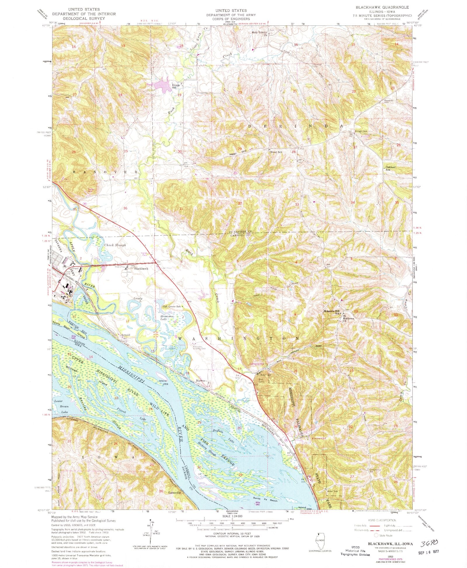 Classic USGS Blackhawk Illinois 7.5'x7.5' Topo Map – MyTopo Map Store