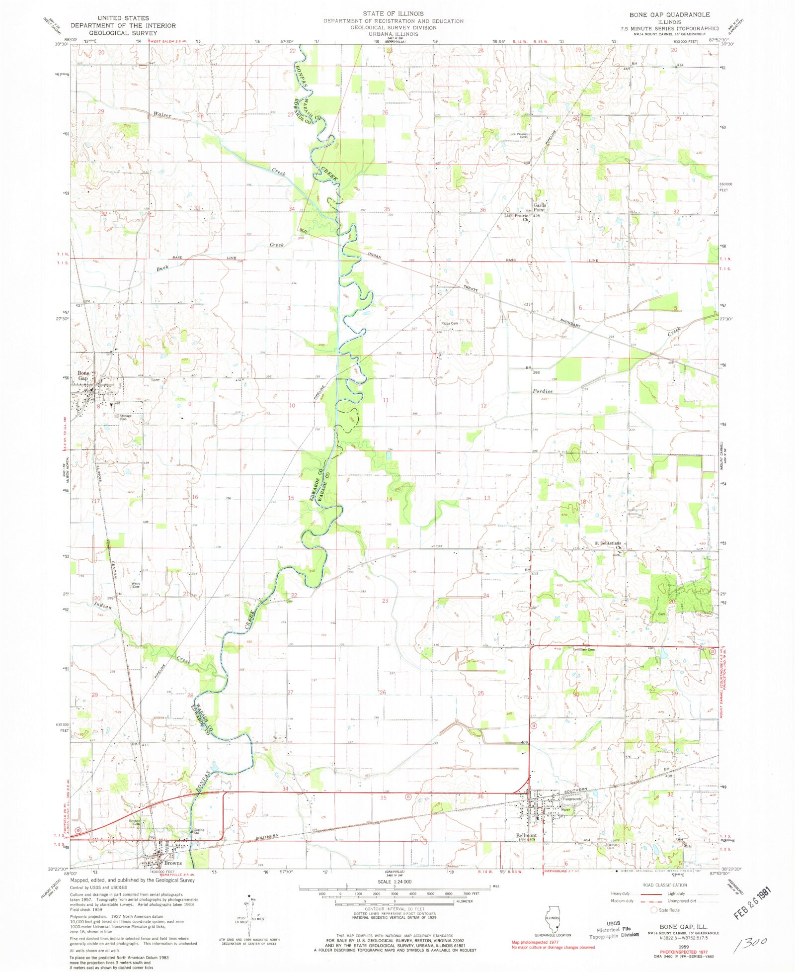 Classic USGS Bone Gap Illinois 7.5'x7.5' Topo Map – MyTopo Map Store