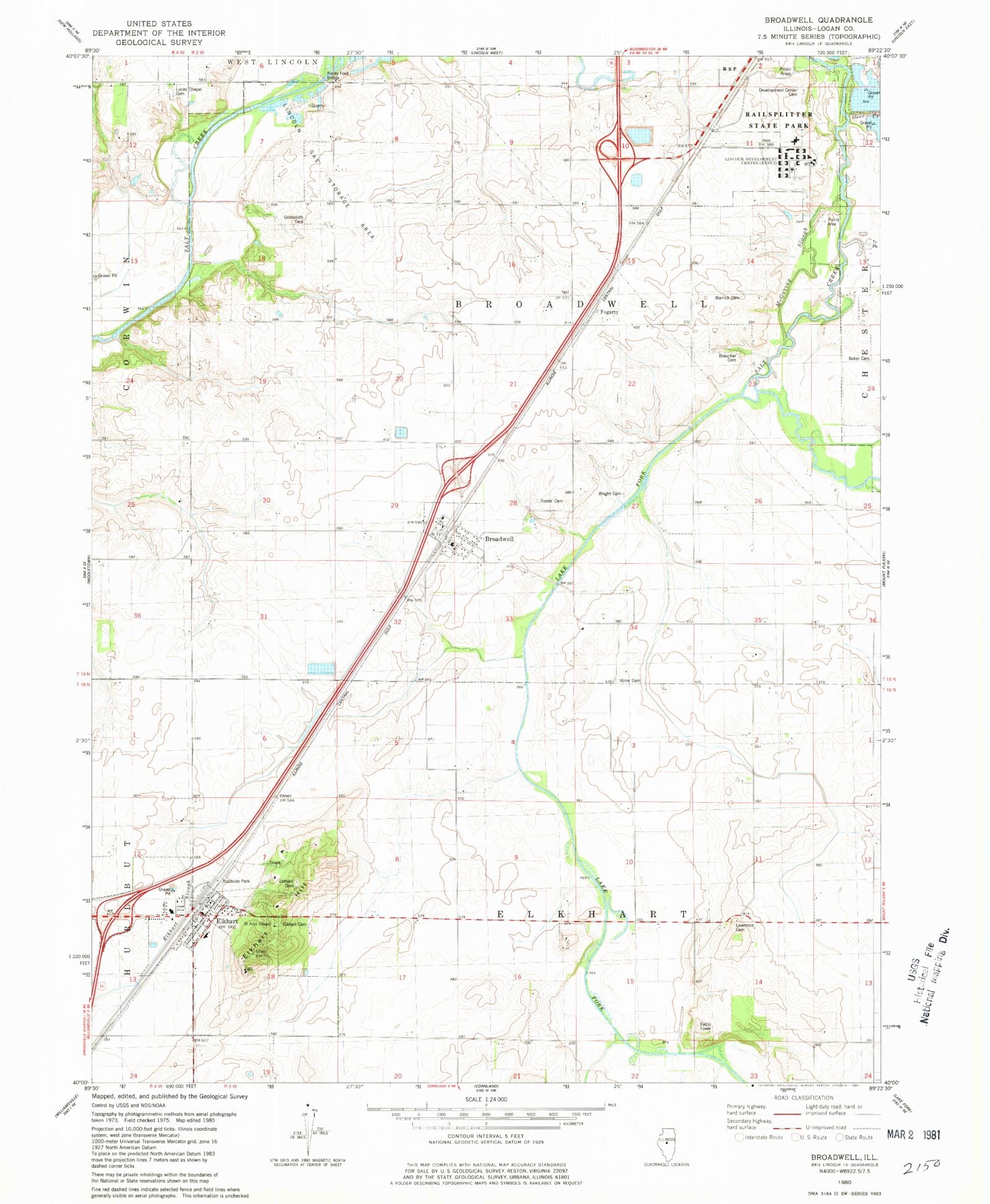 Classic USGS Broadwell Illinois 7.5'x7.5' Topo Map – MyTopo Map Store