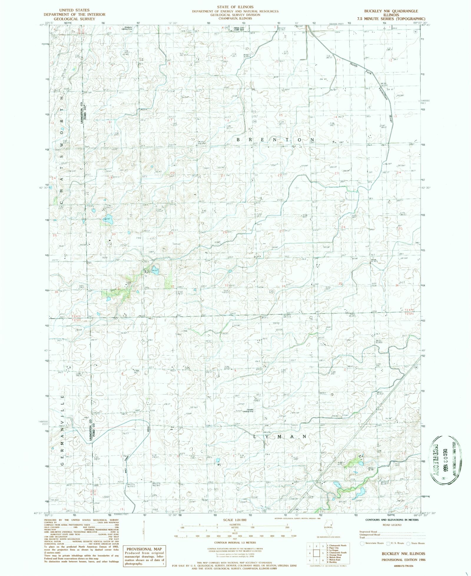Classic USGS Buckley NW Illinois 7.5'x7.5' Topo Map – MyTopo Map Store