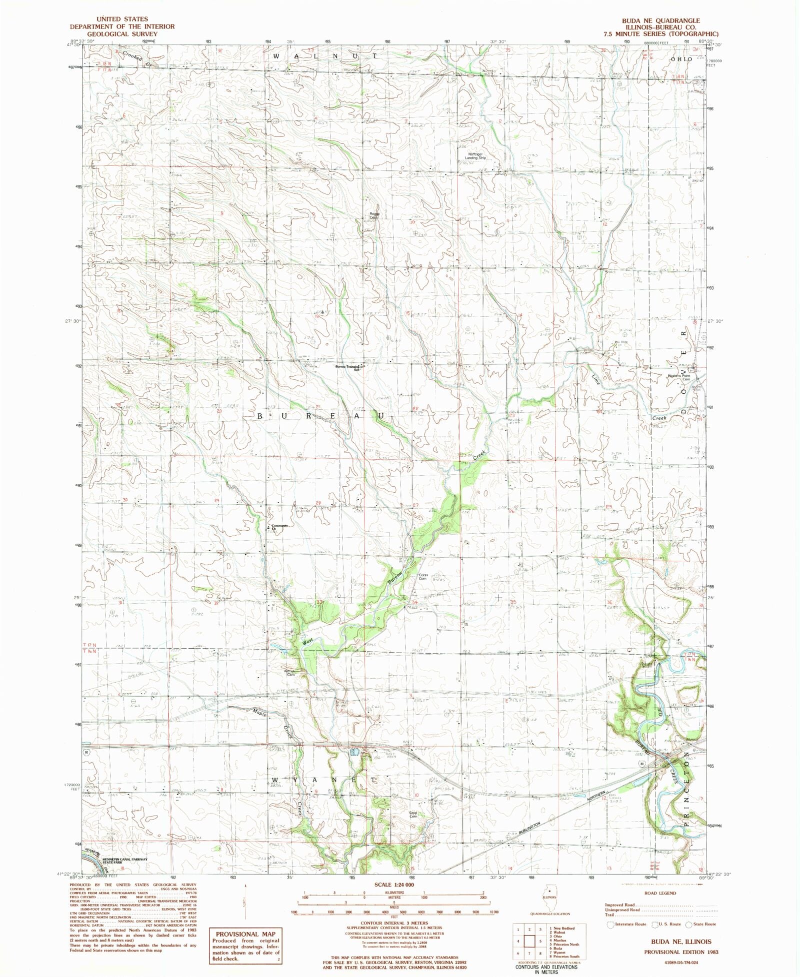 Classic USGS Buda NE Illinois 7.5'x7.5' Topo Map – MyTopo Map Store