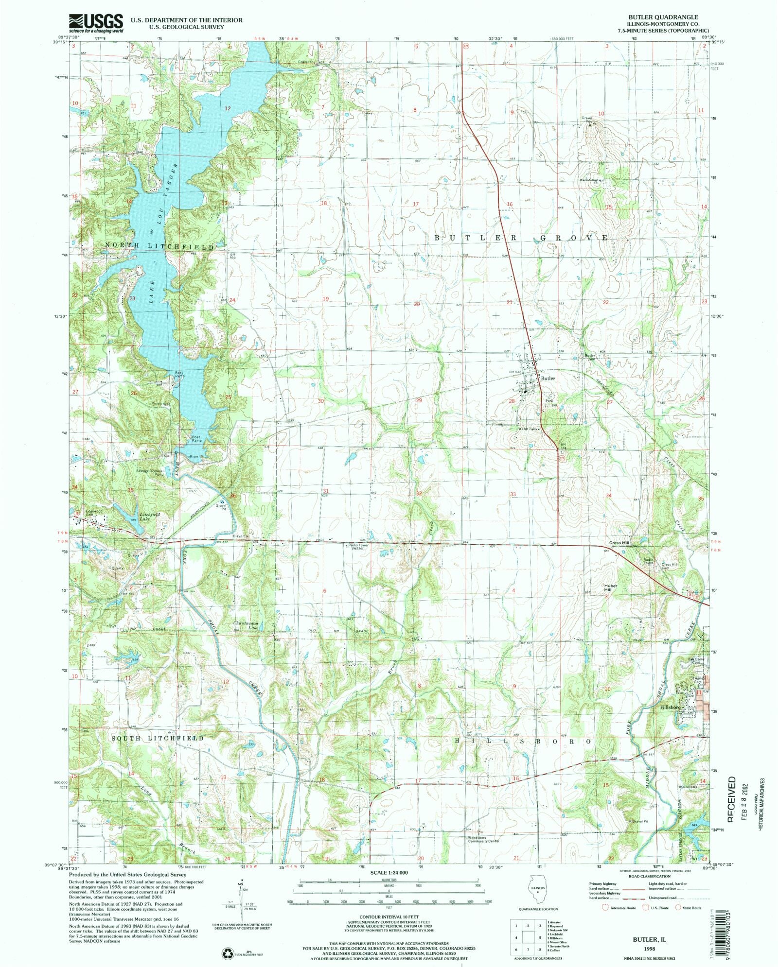 Classic USGS Butler Illinois 7.5'x7.5' Topo Map – MyTopo Map Store