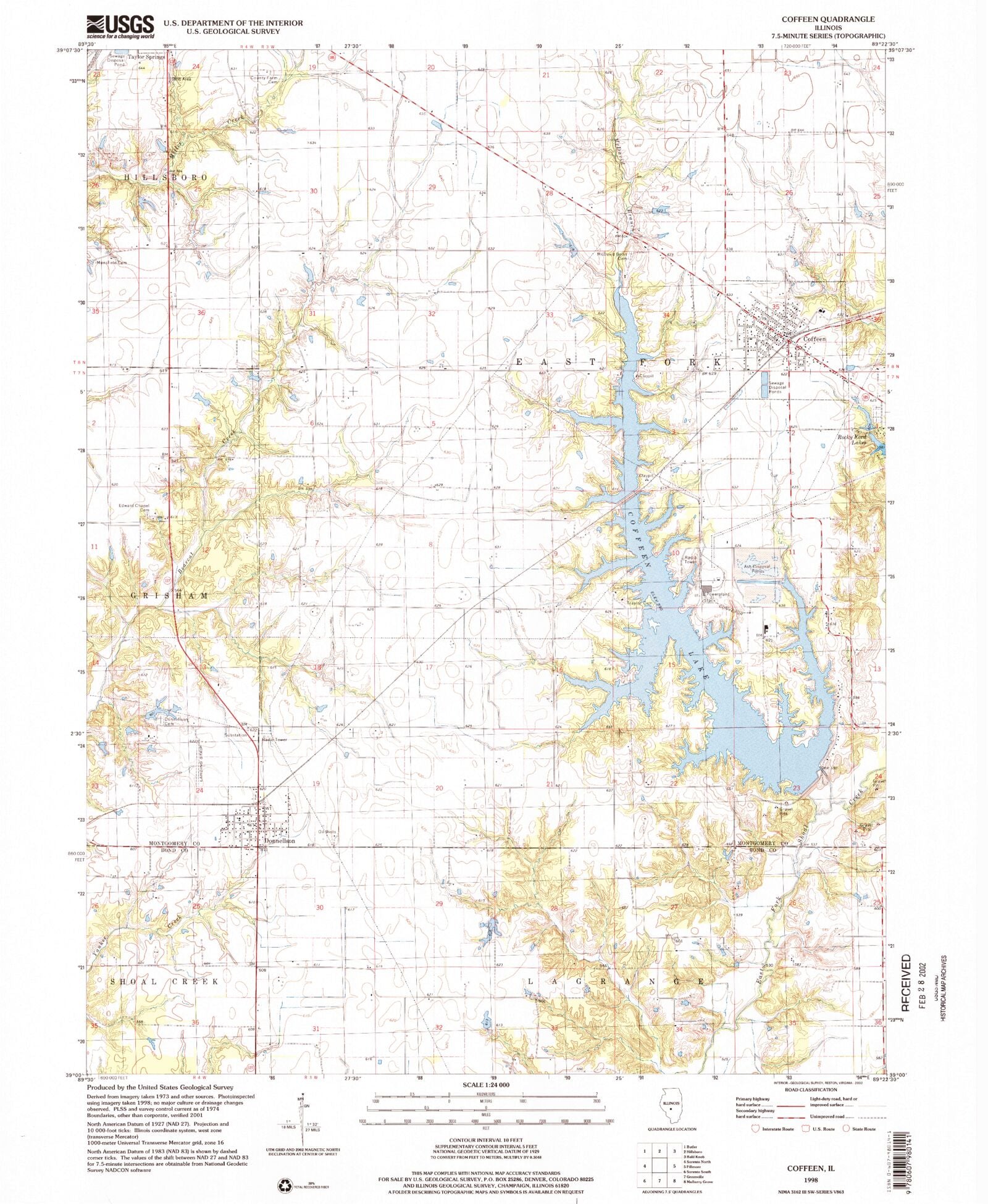 Classic USGS Coffeen Illinois 7.5'x7.5' Topo Map – MyTopo Map Store