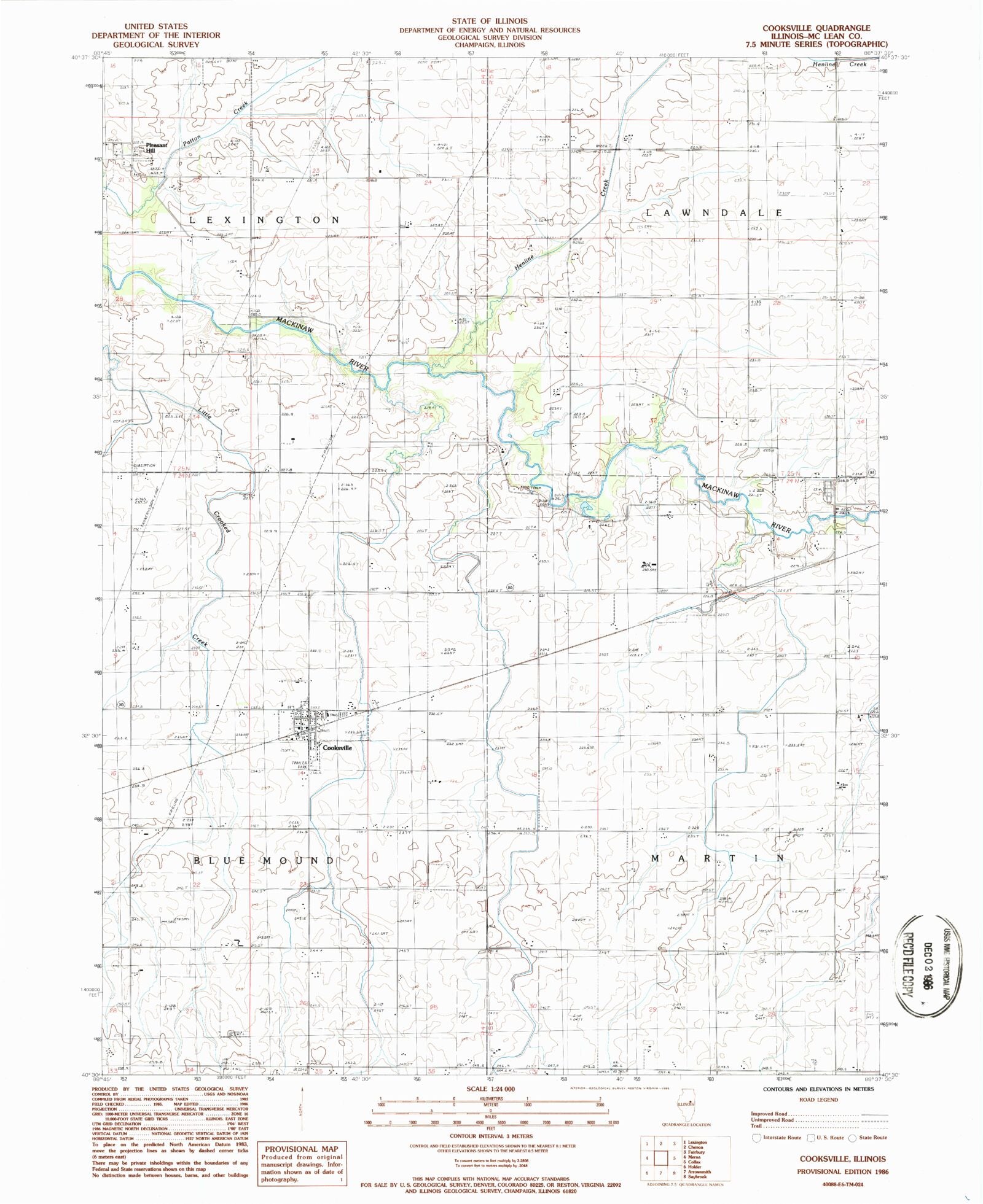 Classic USGS Cooksville Illinois 7.5'x7.5' Topo Map – MyTopo Map Store