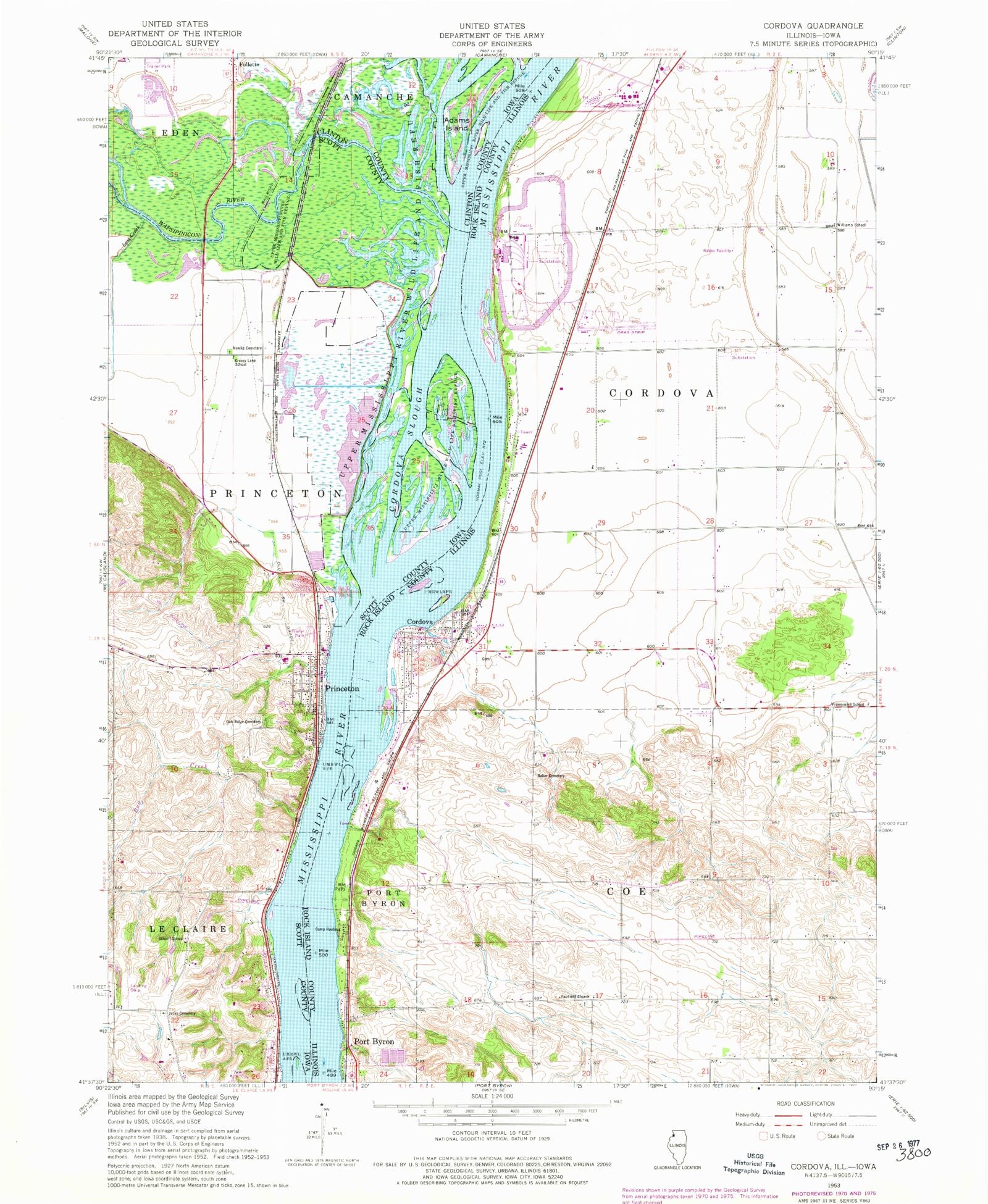 Classic USGS Cordova Illinois 7.5'x7.5' Topo Map – MyTopo Map Store