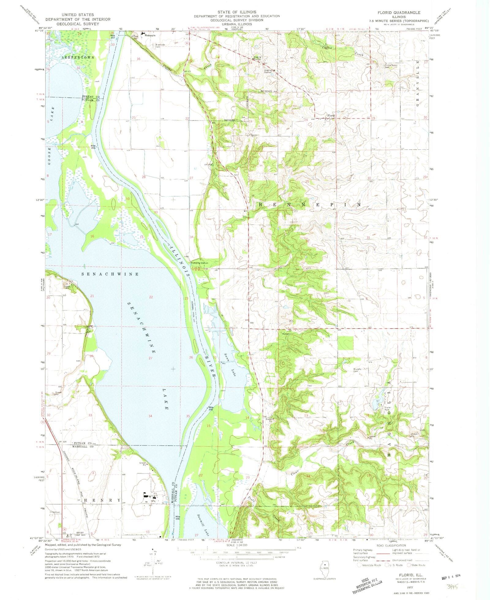 Classic USGS Florid Illinois 7.5'x7.5' Topo Map – MyTopo Map Store