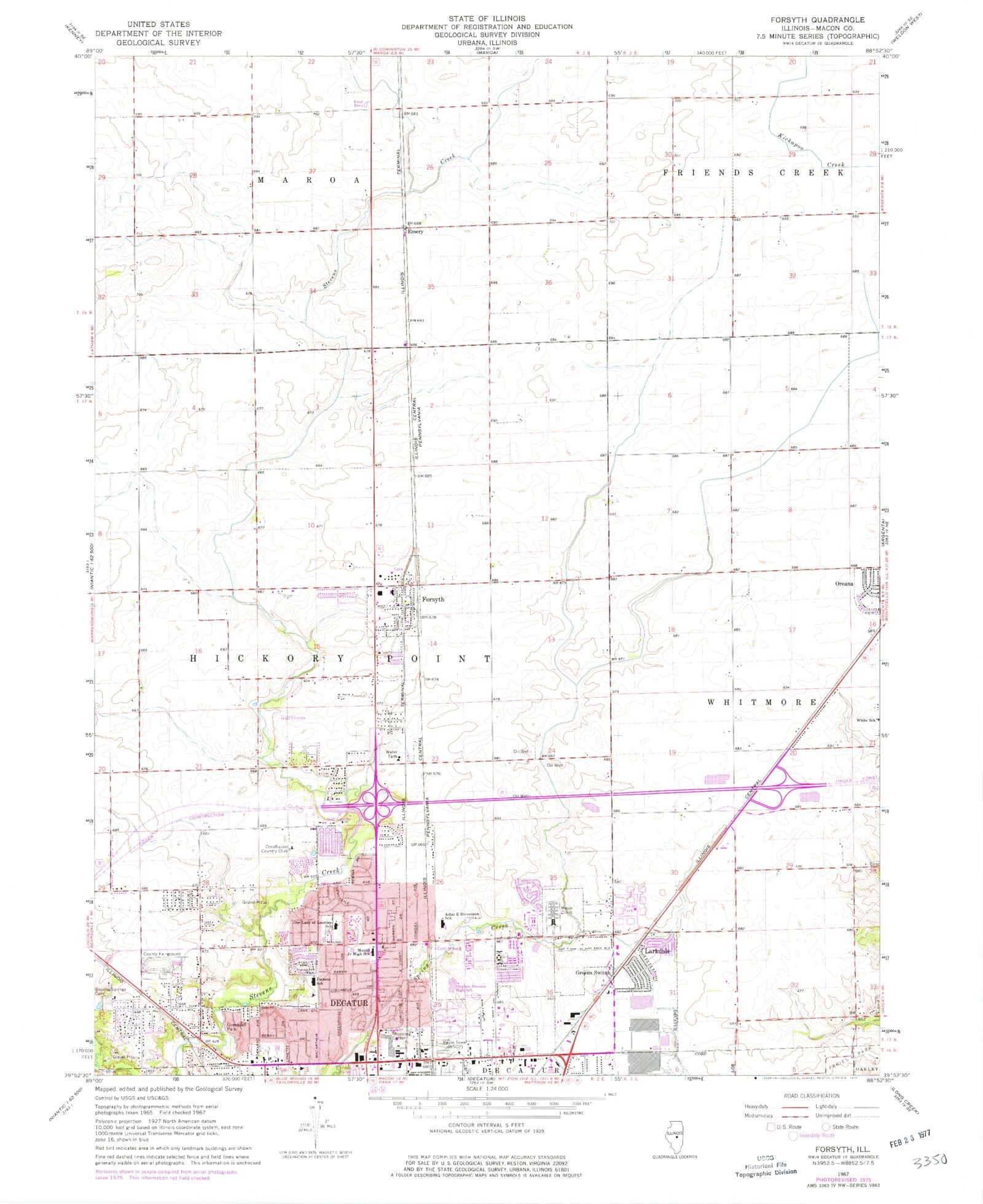 Classic USGS Forsyth Illinois 7.5'x7.5' Topo Map – MyTopo Map Store
