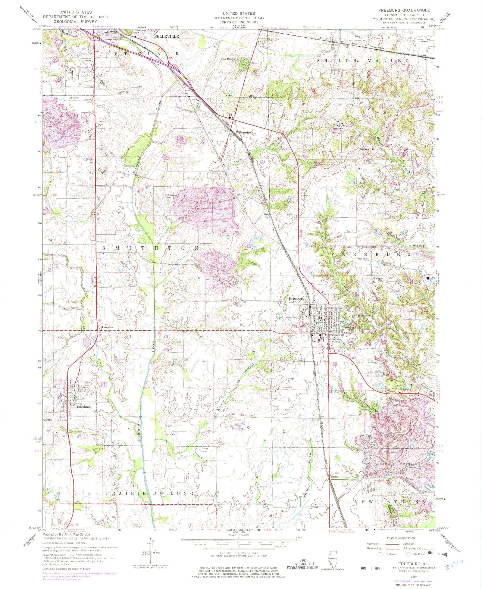 Classic USGS Freeburg Illinois 7.5'x7.5' Topo Map – MyTopo Map Store