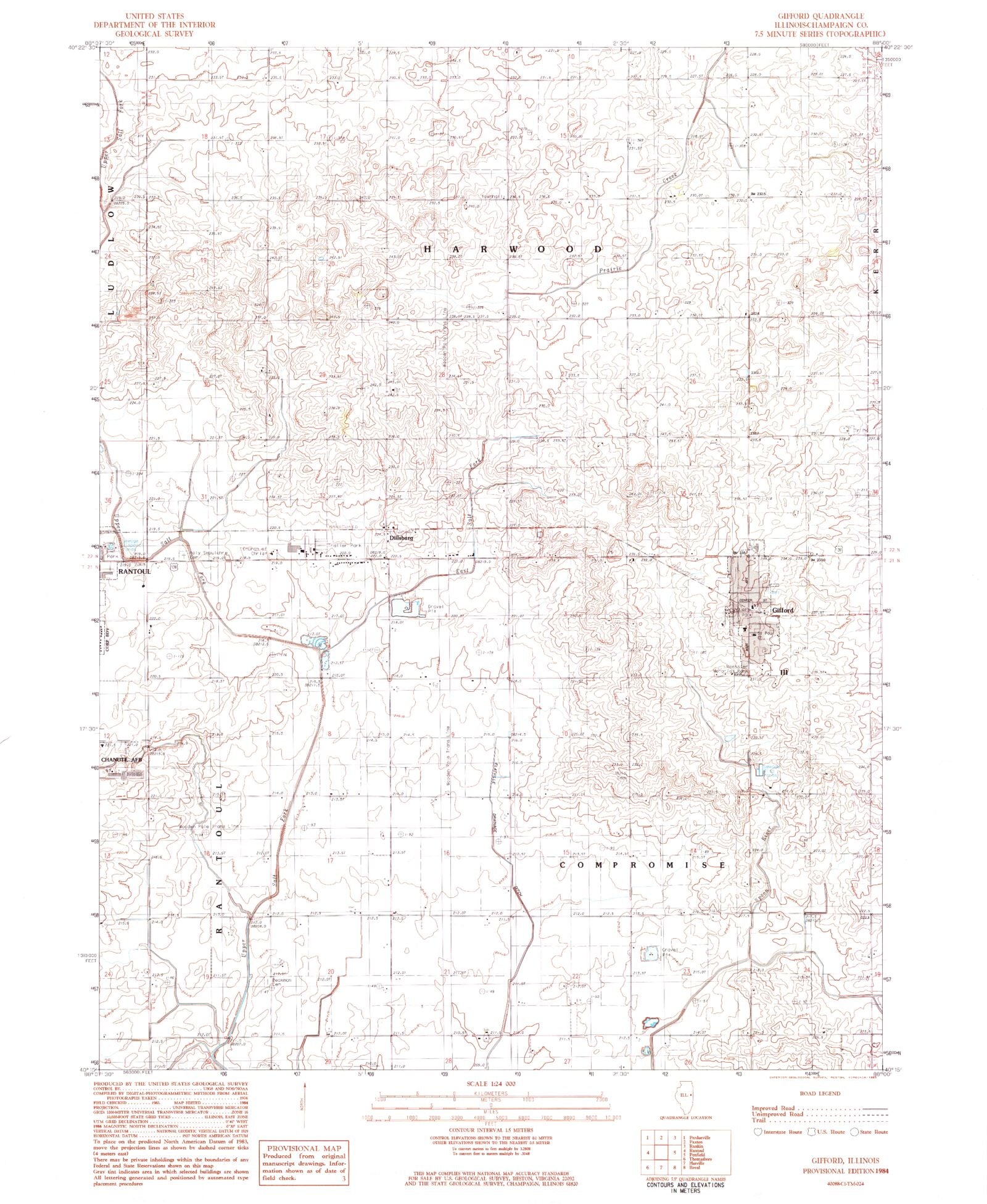 Classic USGS Gifford Illinois 7.5'x7.5' Topo Map – MyTopo Map Store