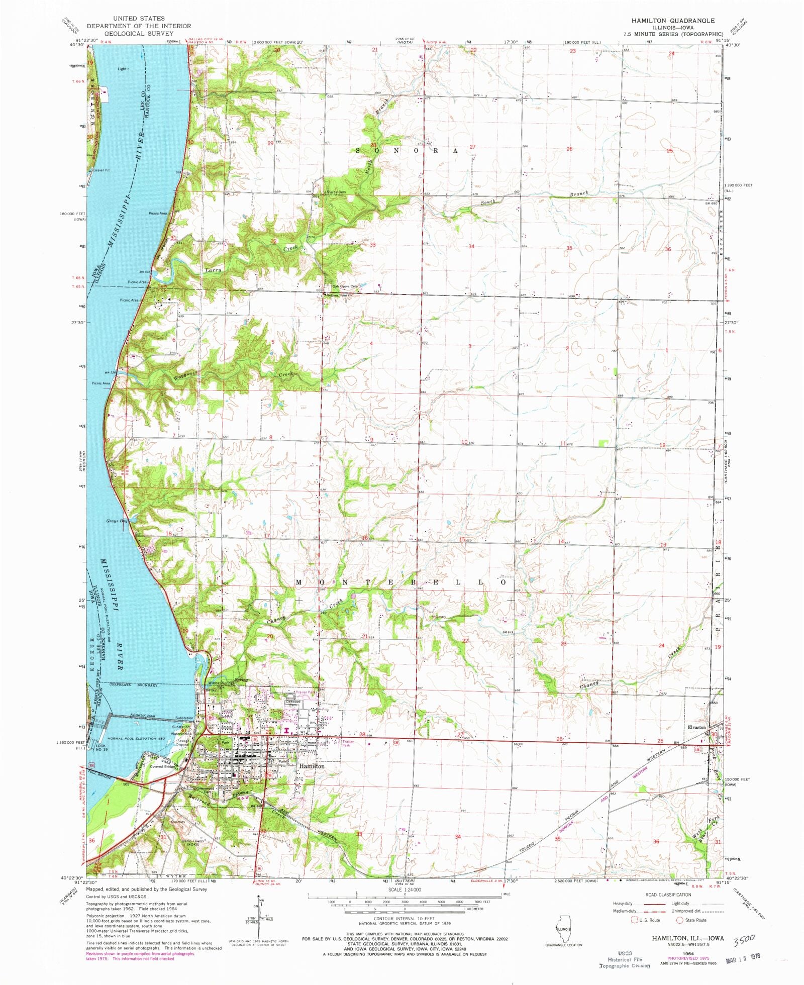 Classic USGS Hamilton Illinois 7.5'x7.5' Topo Map – MyTopo Map Store