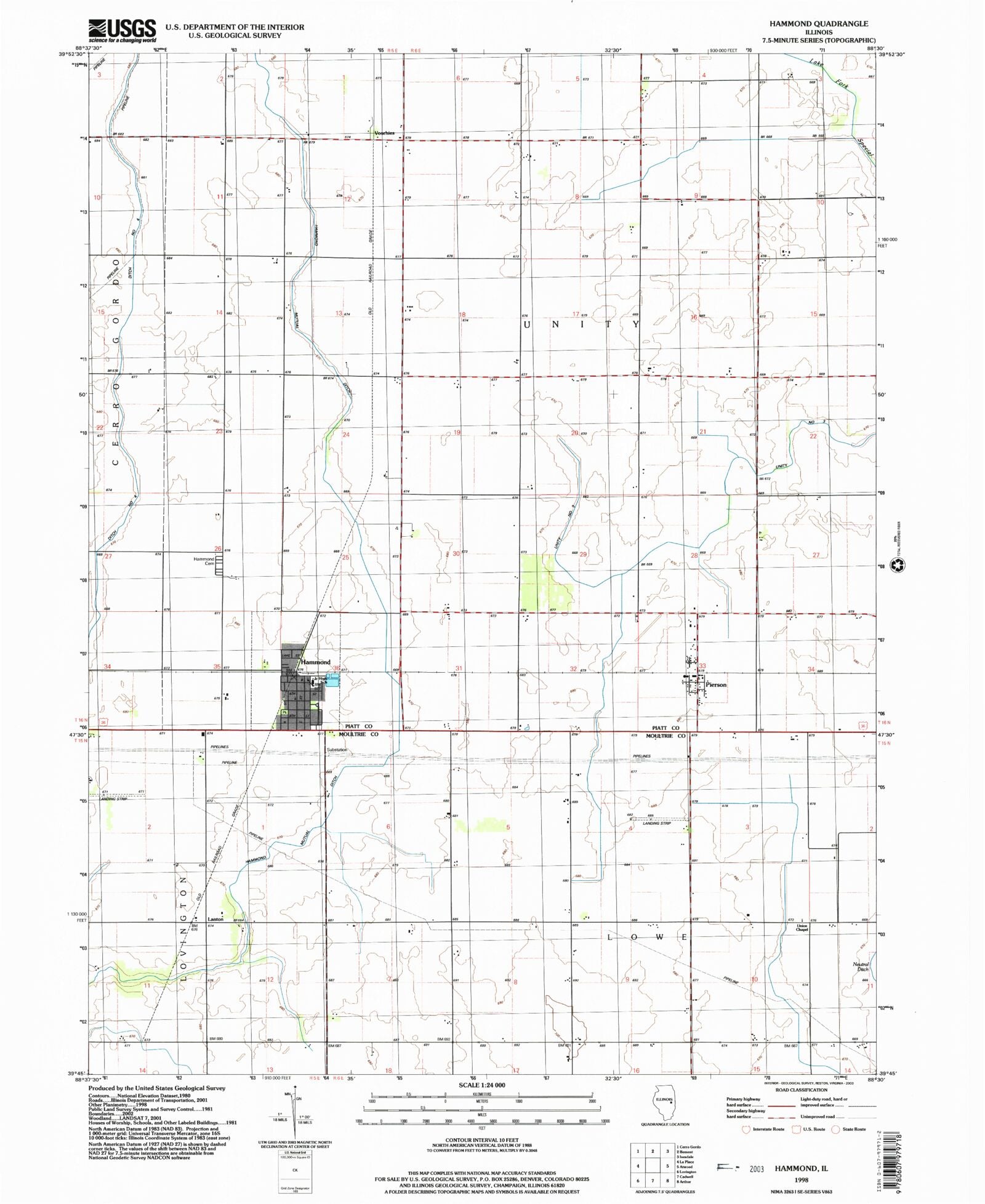Classic USGS Hammond Illinois 7.5'x7.5' Topo Map – MyTopo Map Store