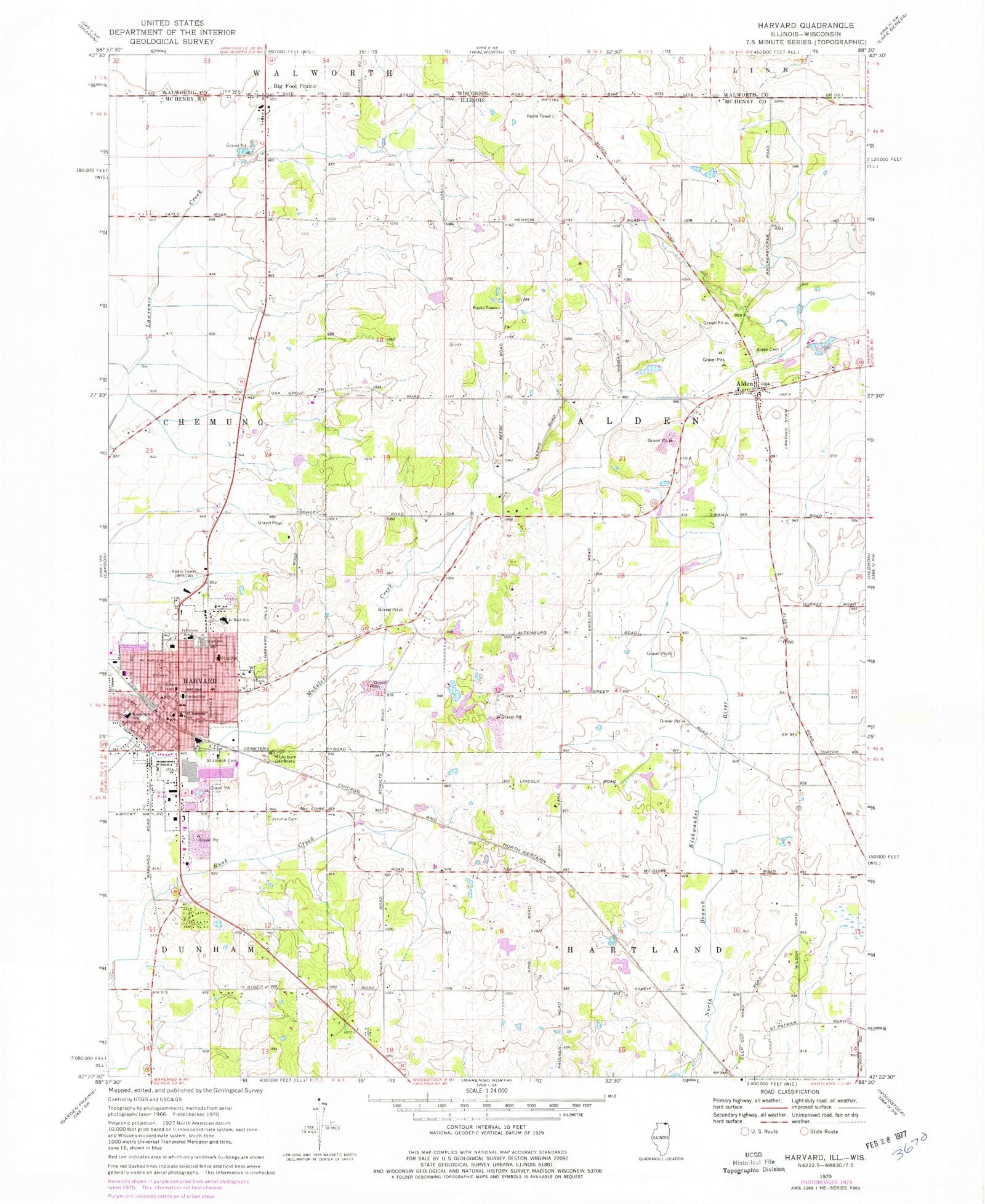 Classic USGS Harvard Illinois 7.5'x7.5' Topo Map – MyTopo Map Store