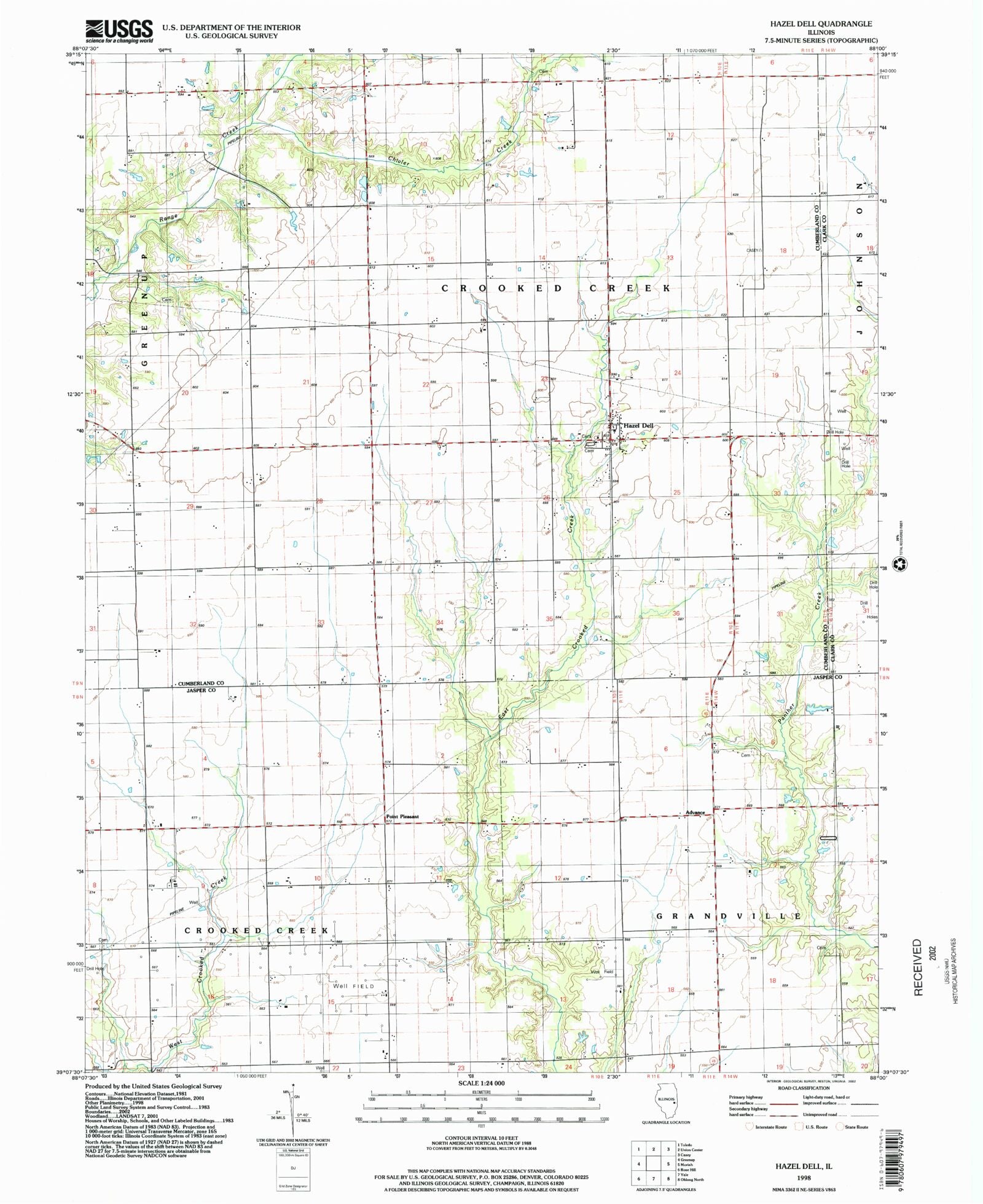 Classic USGS Hazel Dell Illinois 7.5'x7.5' Topo Map – MyTopo Map Store
