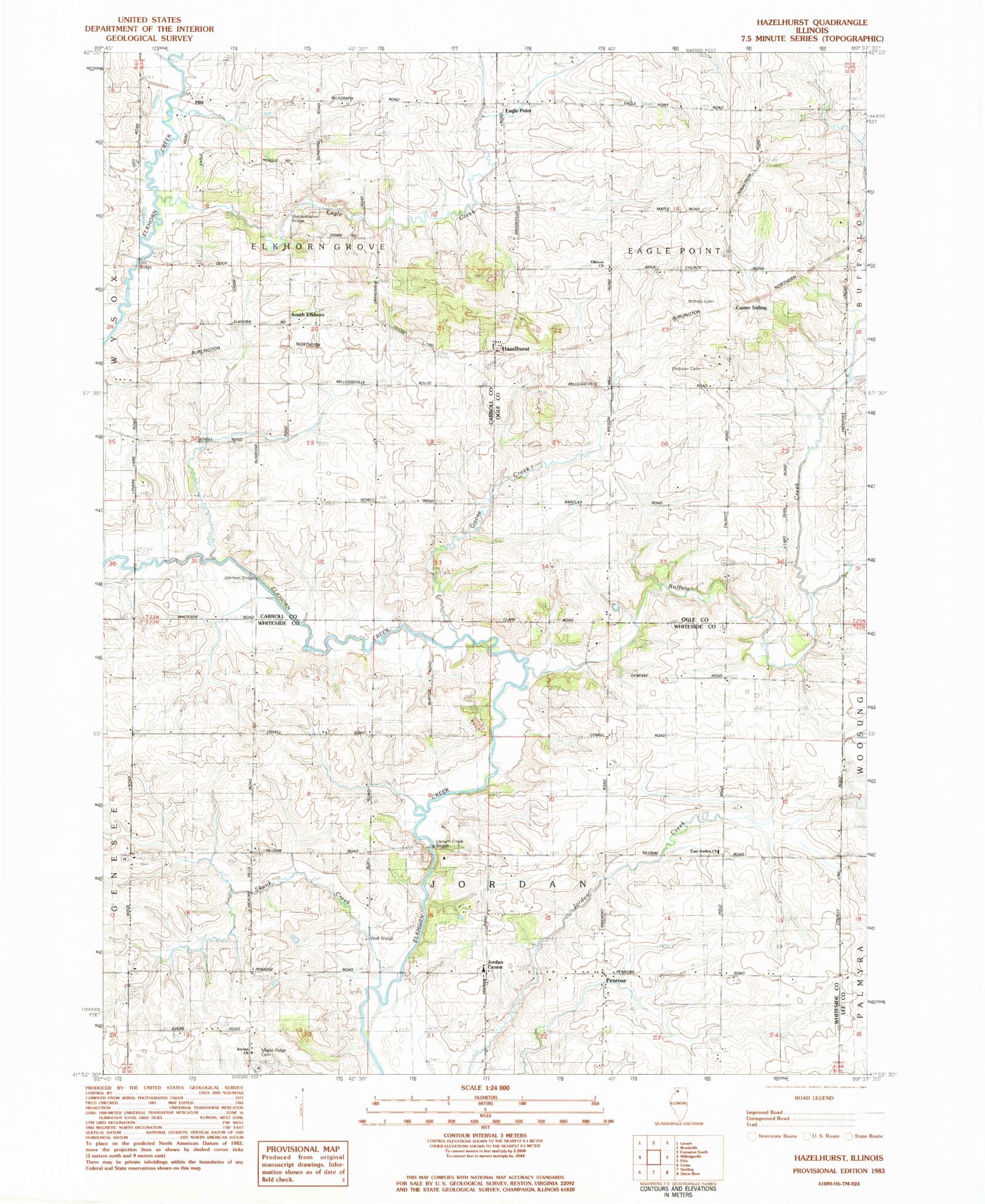 Classic USGS Hazelhurst Illinois 7.5'x7.5' Topo Map – MyTopo Map Store