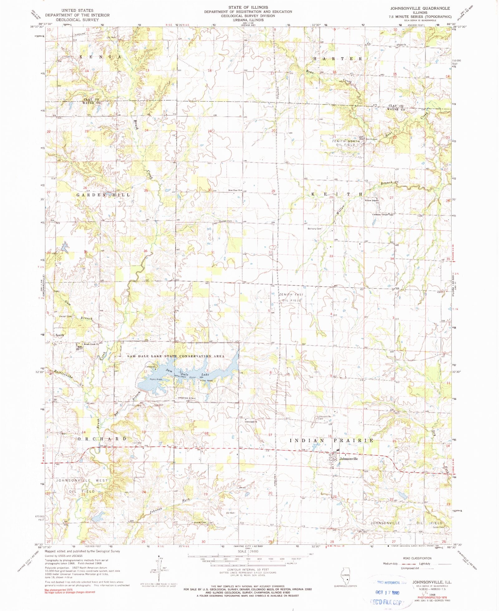 Classic USGS Johnsonville Illinois 7.5'x7.5' Topo Map – MyTopo Map Store
