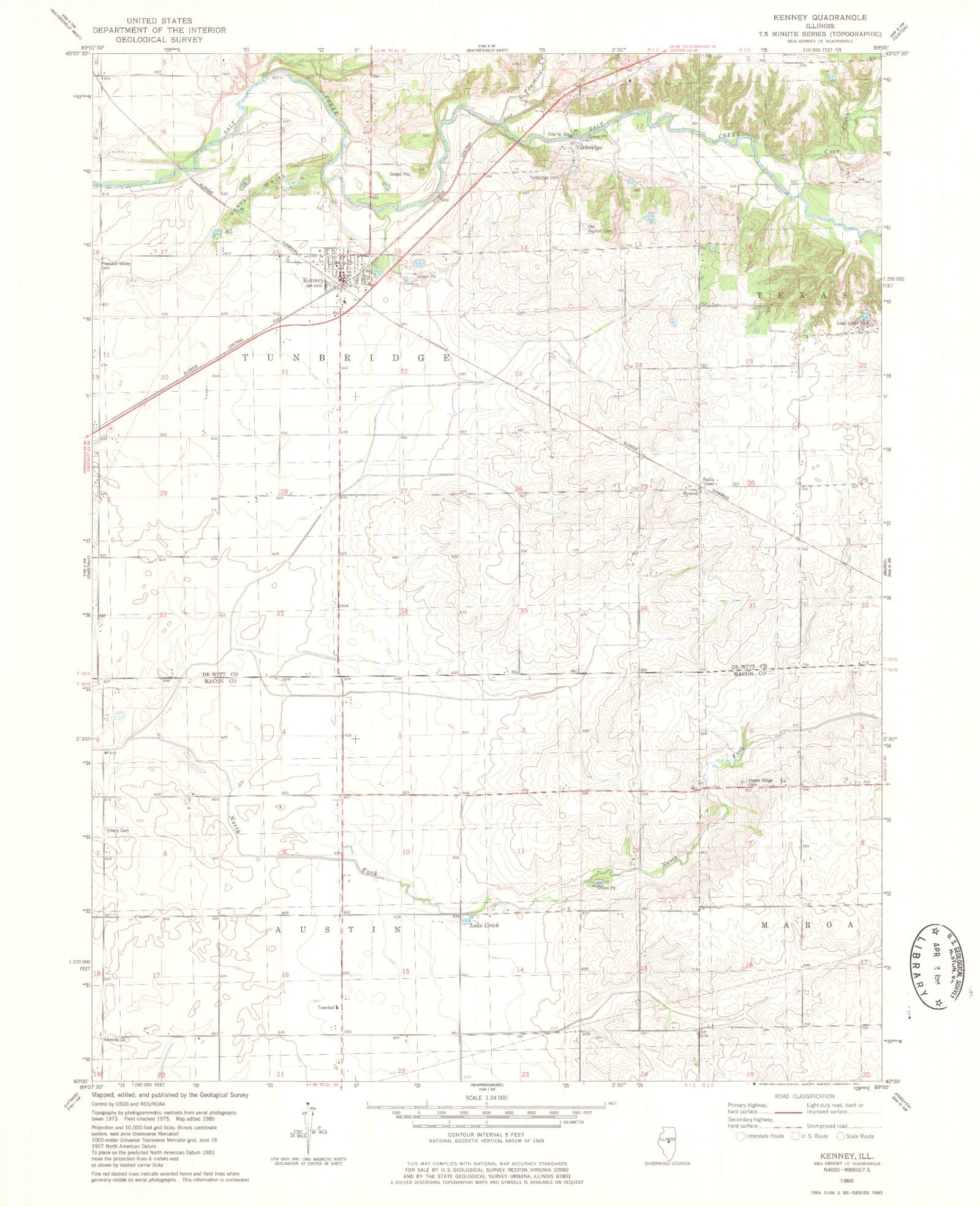 Classic USGS Kenney Illinois 7.5'x7.5' Topo Map – MyTopo Map Store