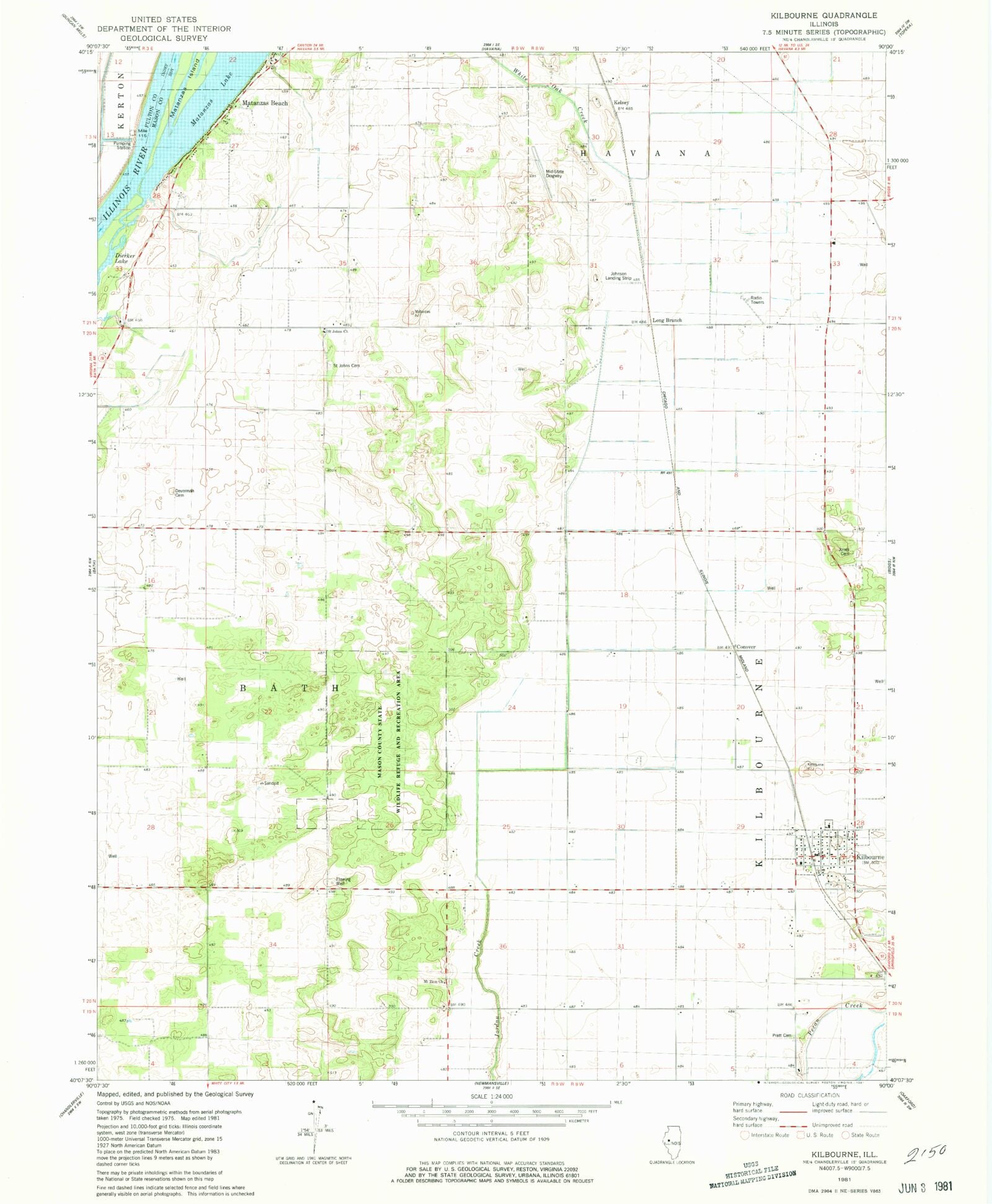 Classic USGS Kilbourne Illinois 7.5'x7.5' Topo Map – MyTopo Map Store