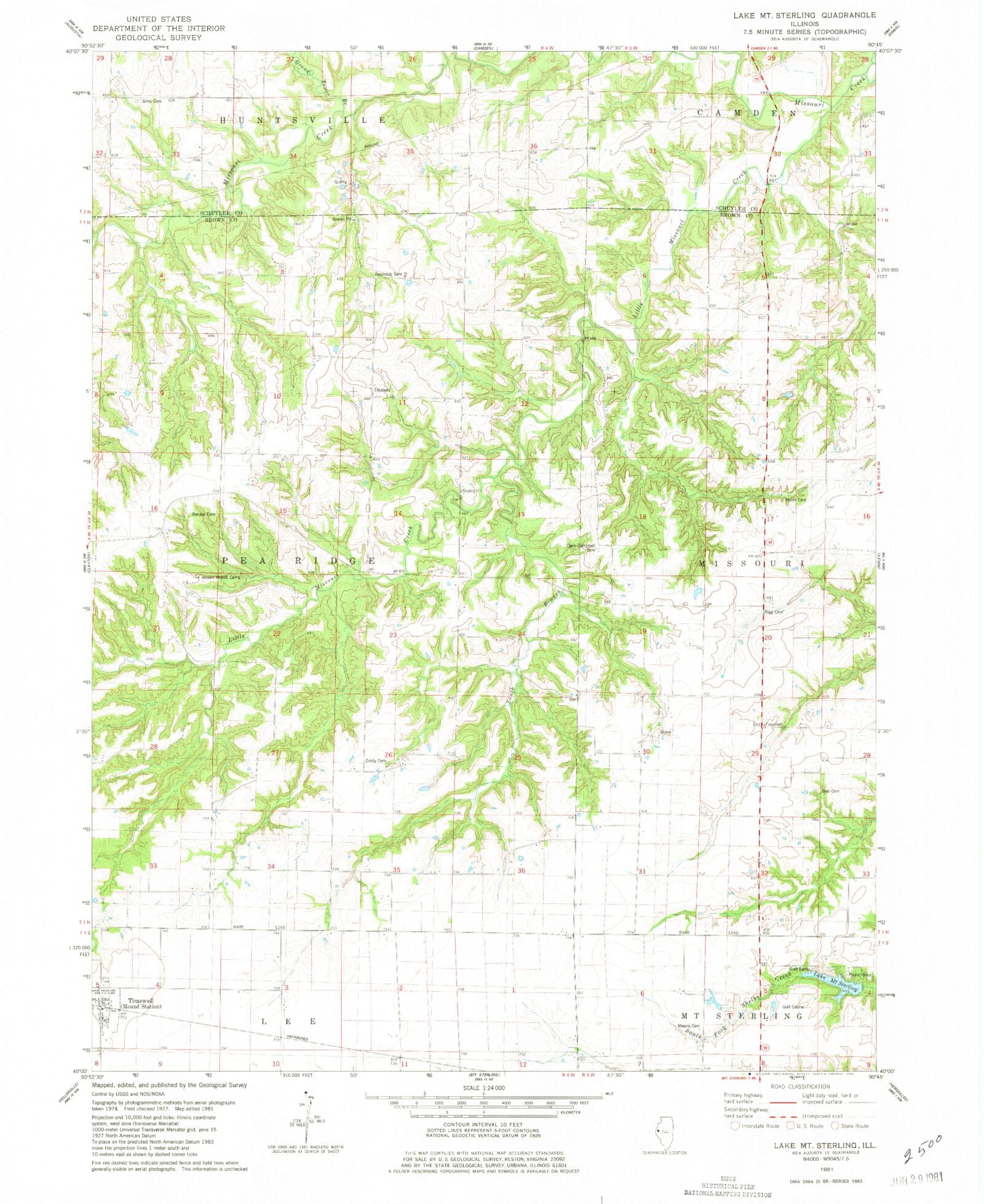 Classic USGS Lake Mount Sterling Illinois 7.5'x7.5' Topo Map – MyTopo ...