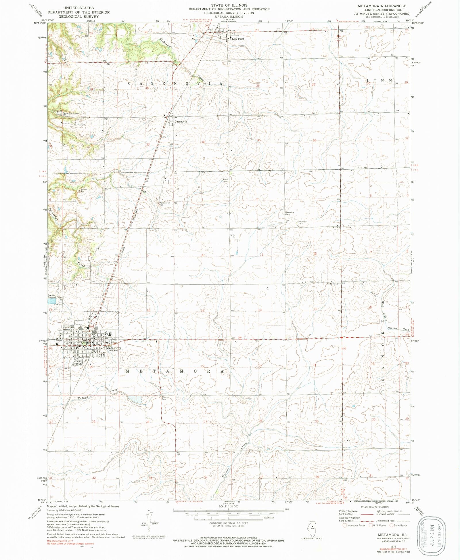 Classic USGS Metamora Illinois 7.5'x7.5' Topo Map – MyTopo Map Store