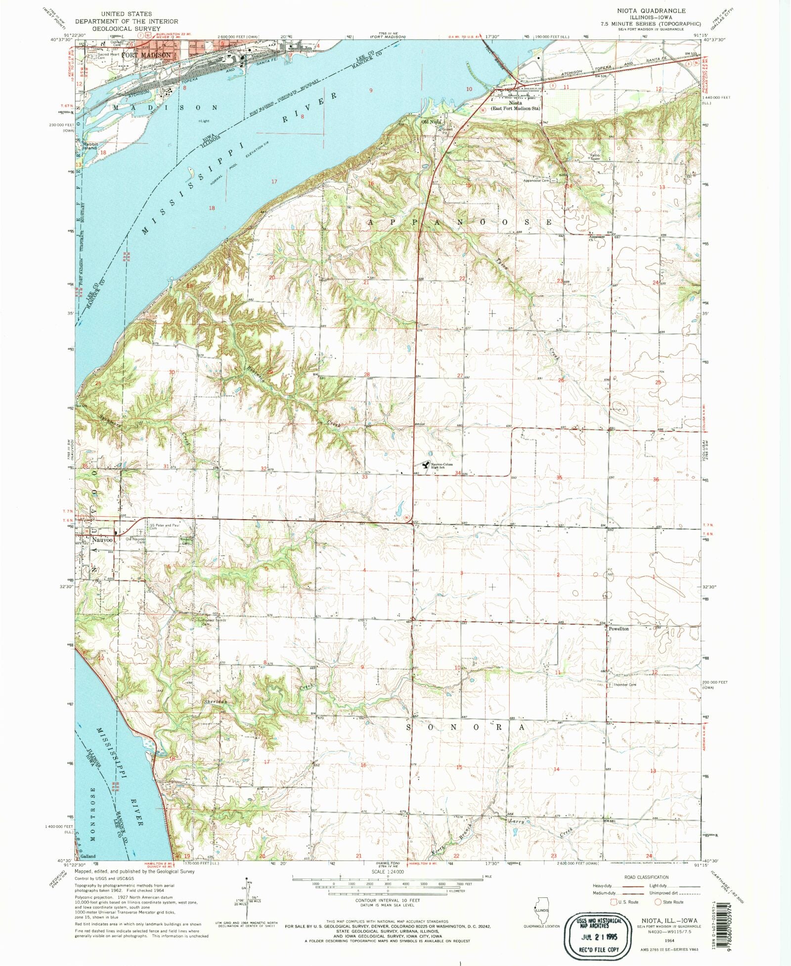 Classic USGS Niota Illinois 7.5'x7.5' Topo Map – MyTopo Map Store