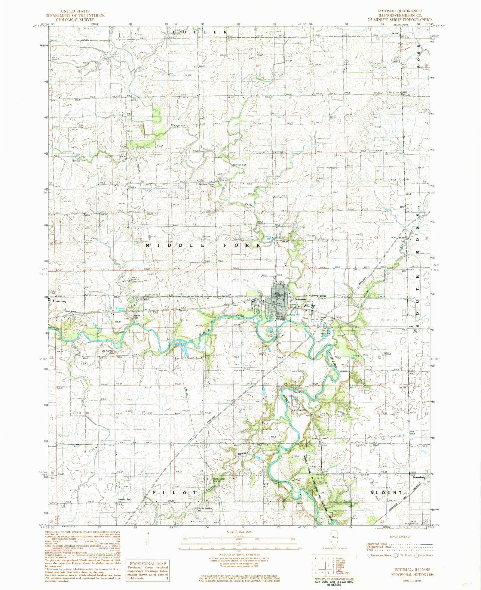 Classic USGS Potomac Illinois 7.5'x7.5' Topo Map – MyTopo Map Store