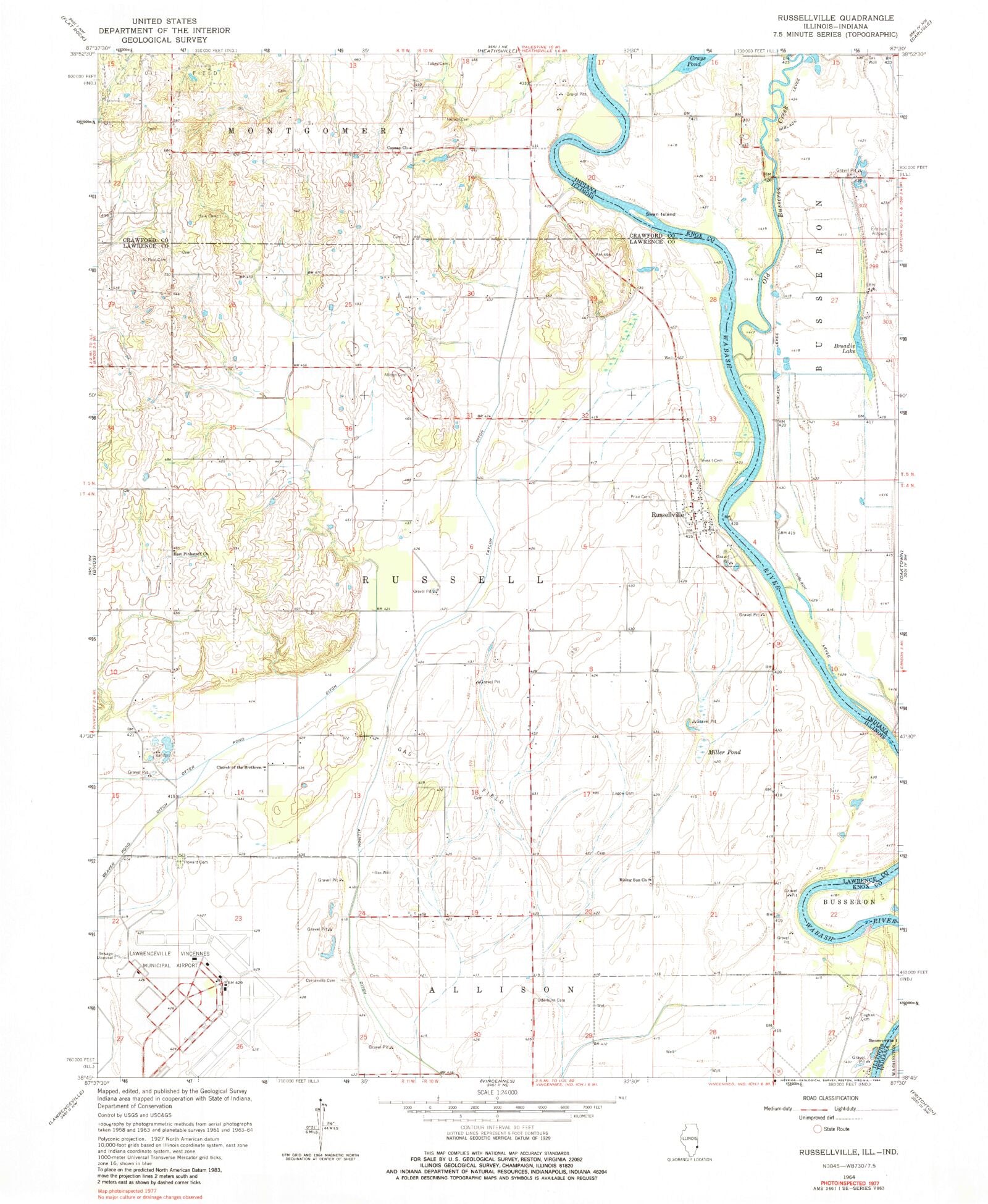 Classic USGS Russellville Illinois 7.5'x7.5' Topo Map – MyTopo Map Store