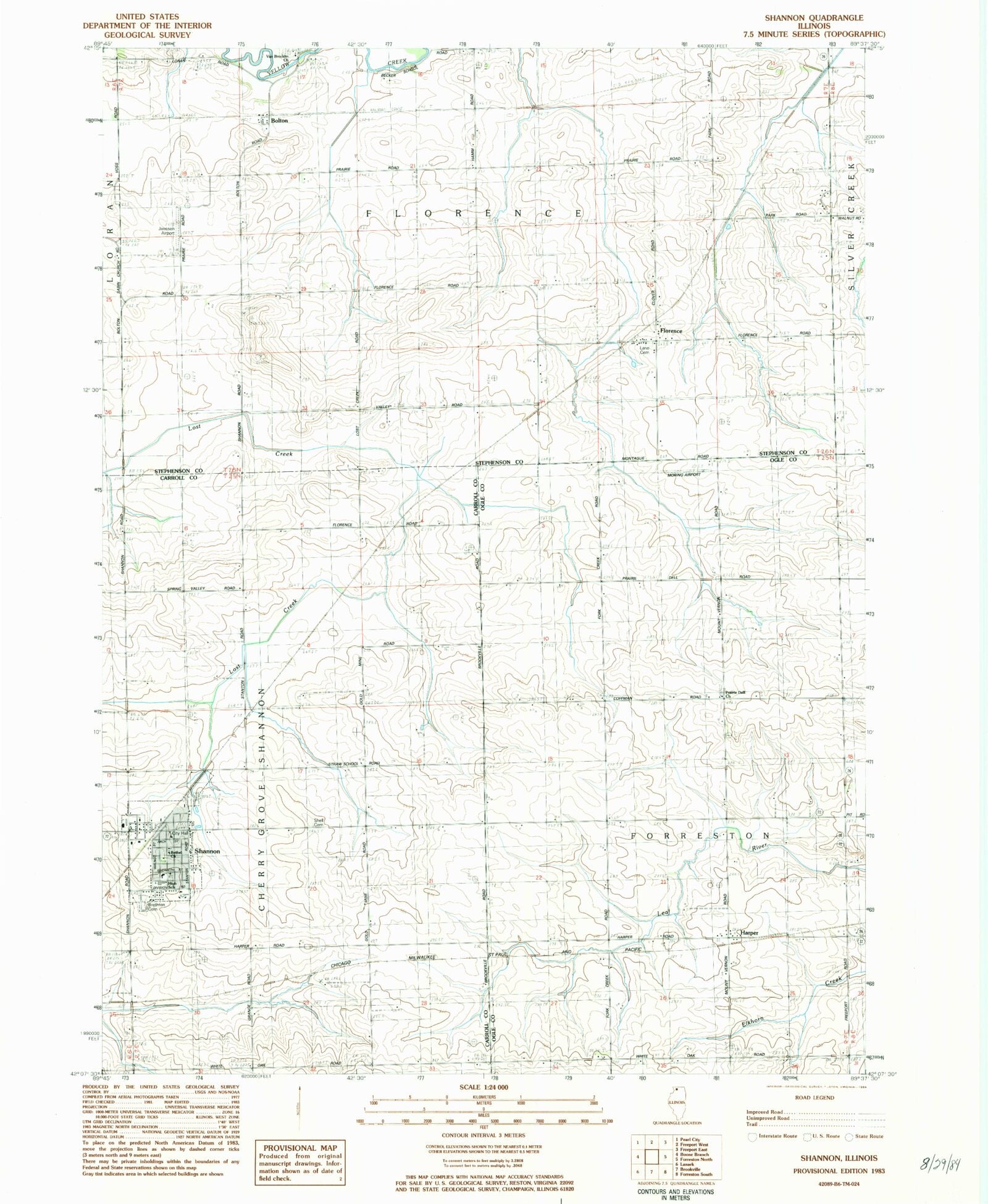 Classic USGS Shannon Illinois 7.5'x7.5' Topo Map – MyTopo Map Store