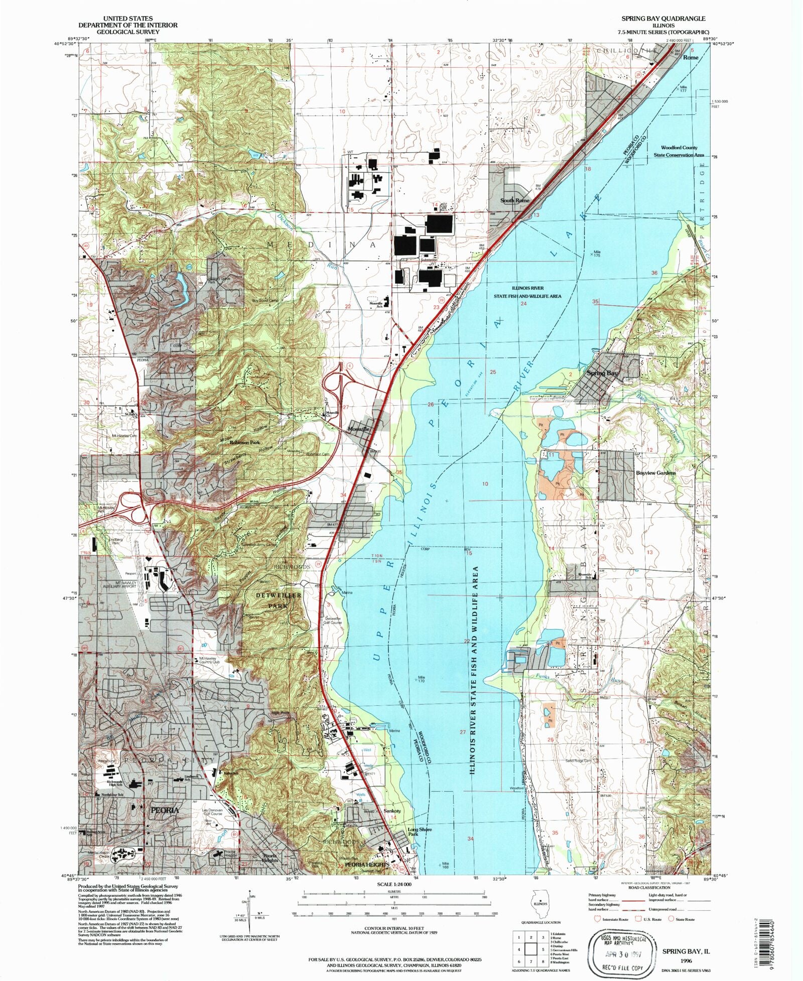 Classic USGS Spring Bay Illinois 7.5'x7.5' Topo Map – MyTopo Map Store