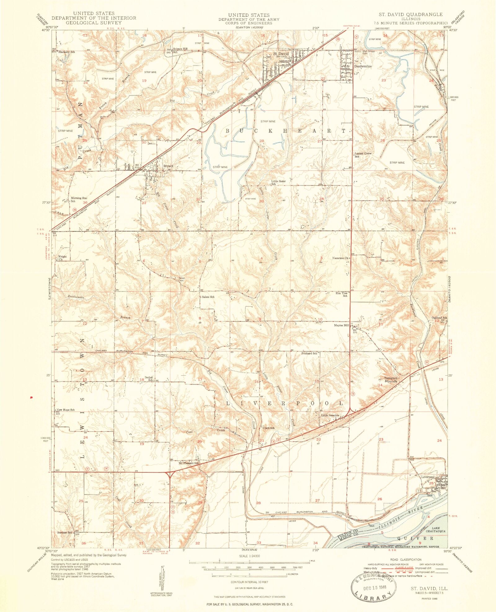 Classic USGS Saint David Illinois 7.5'x7.5' Topo Map – MyTopo Map Store