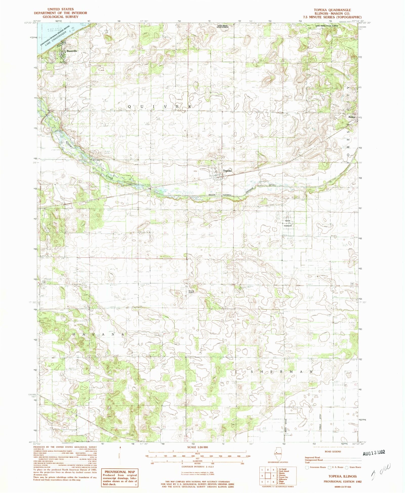Classic USGS Topeka Illinois 7.5'x7.5' Topo Map – MyTopo Map Store
