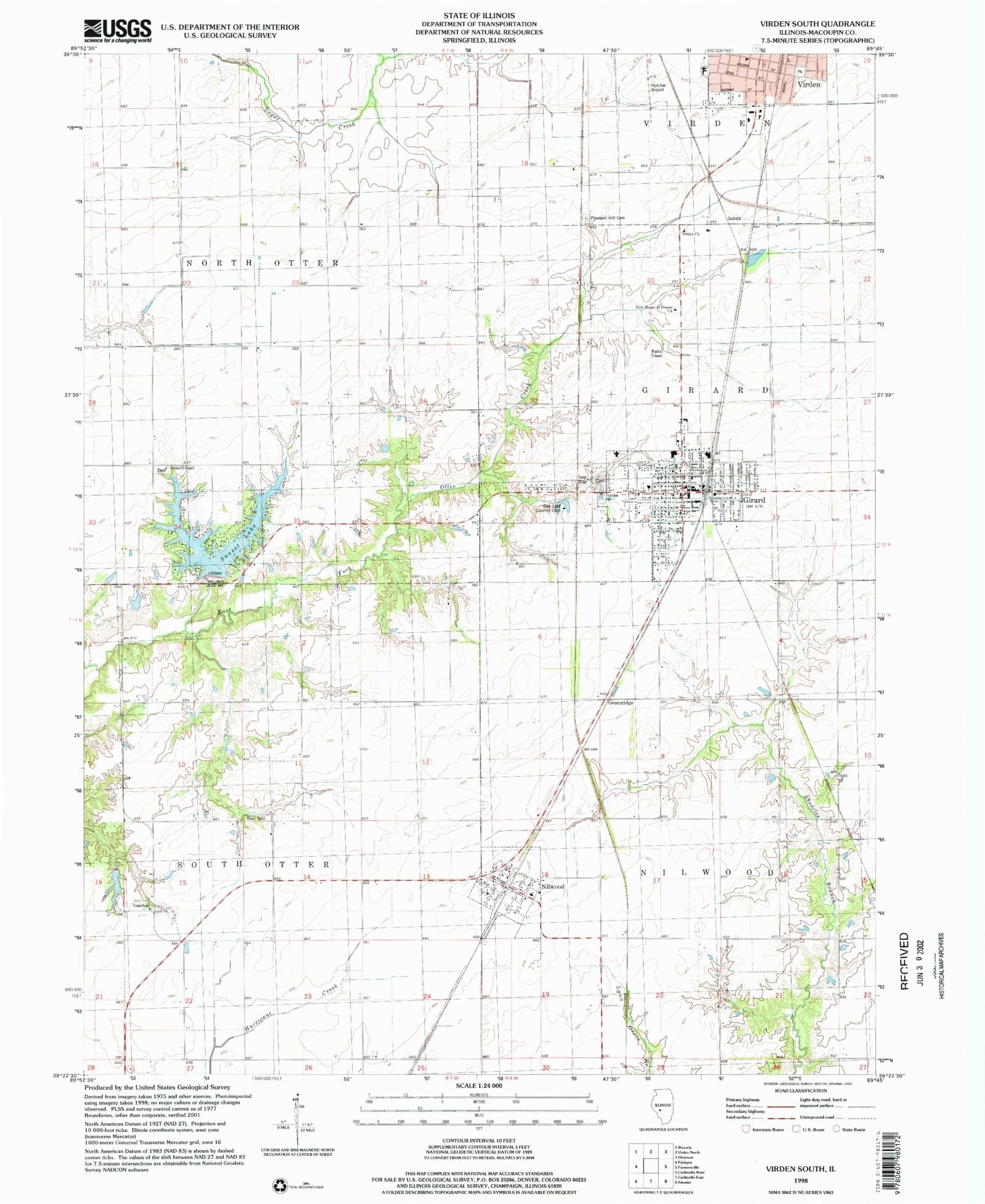 Classic USGS Virden South Illinois 7.5'x7.5' Topo Map – MyTopo Map Store