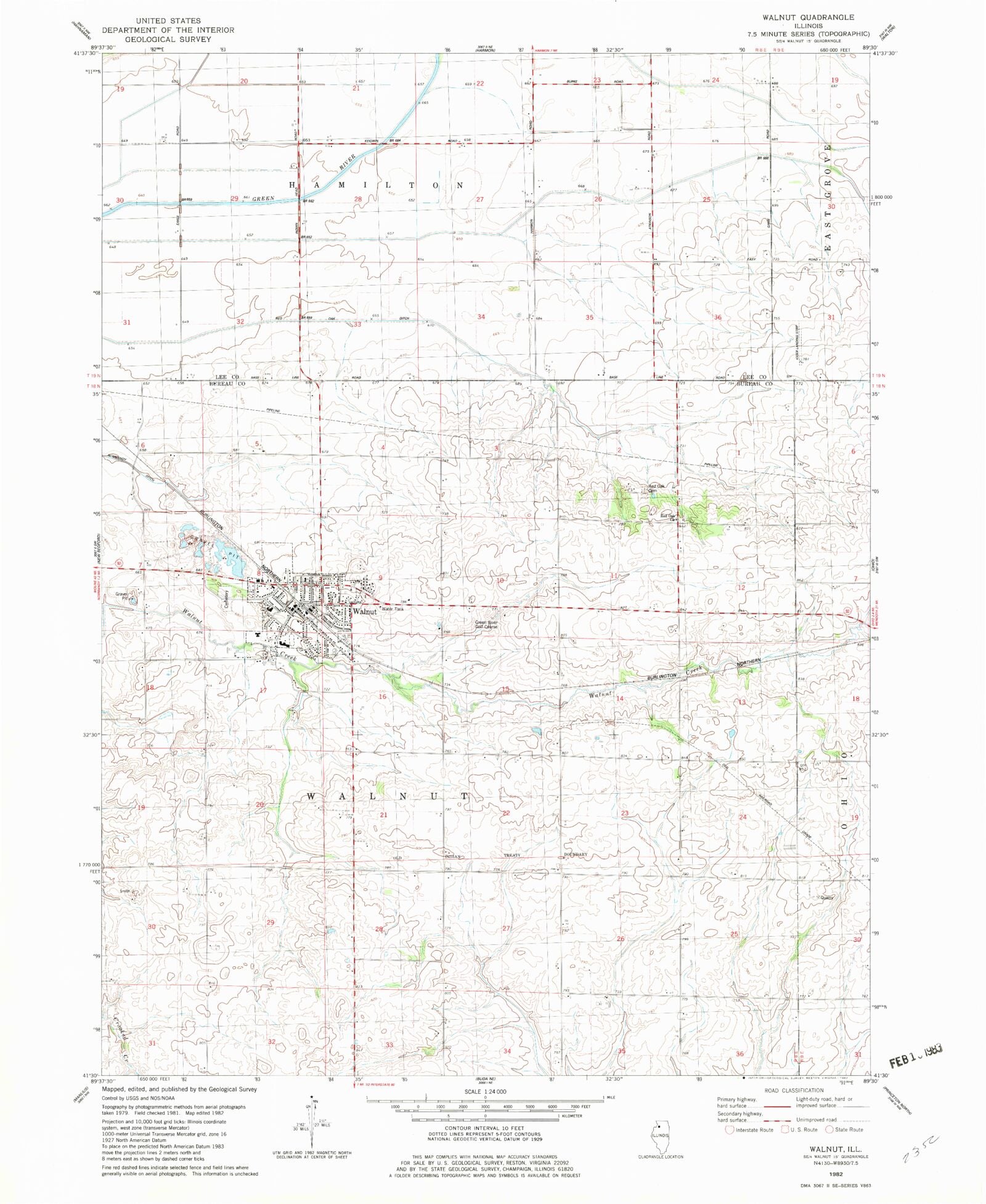 Classic USGS Walnut Illinois 7.5'x7.5' Topo Map – MyTopo Map Store