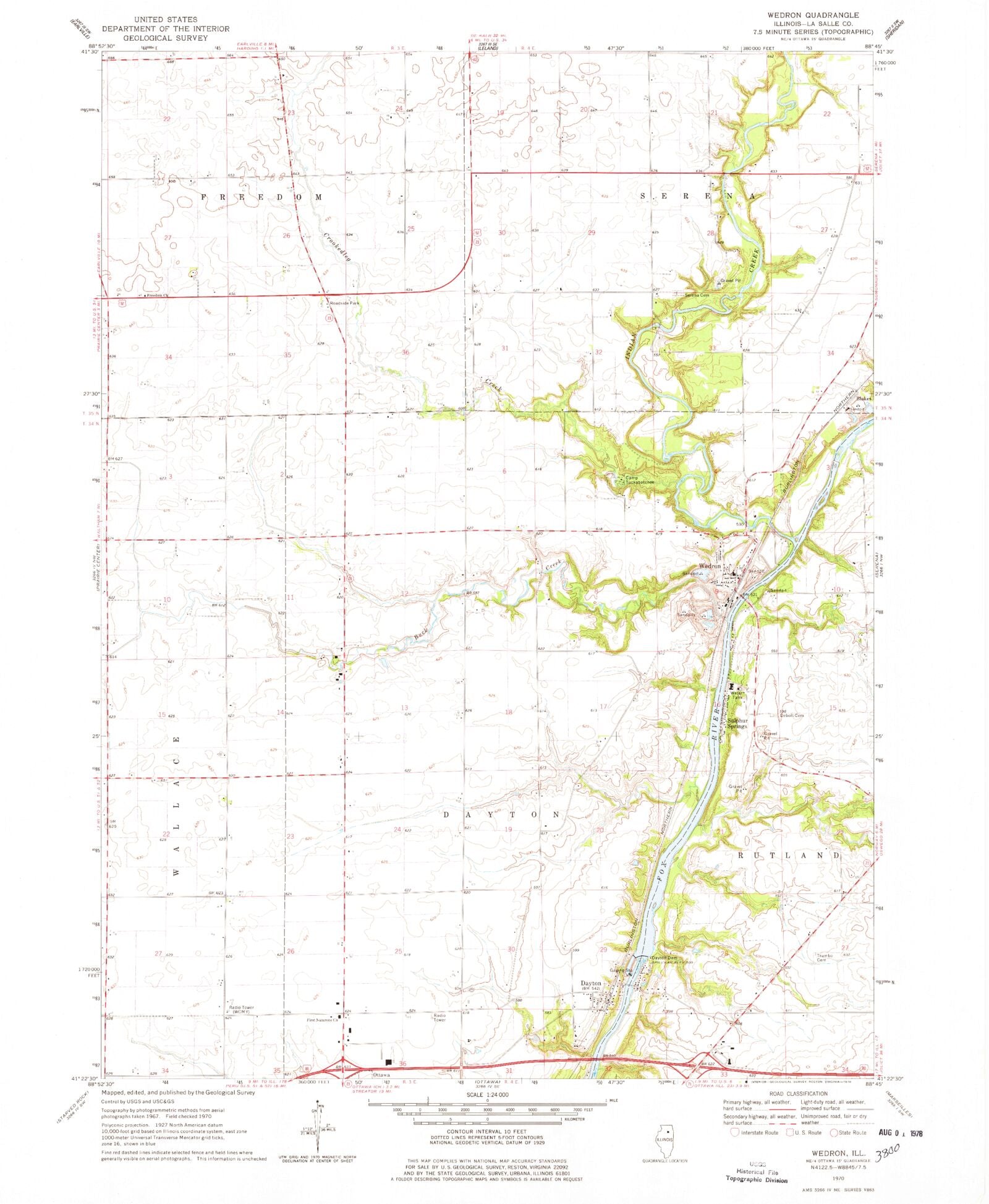 Classic USGS Wedron Illinois 7.5'x7.5' Topo Map – MyTopo Map Store