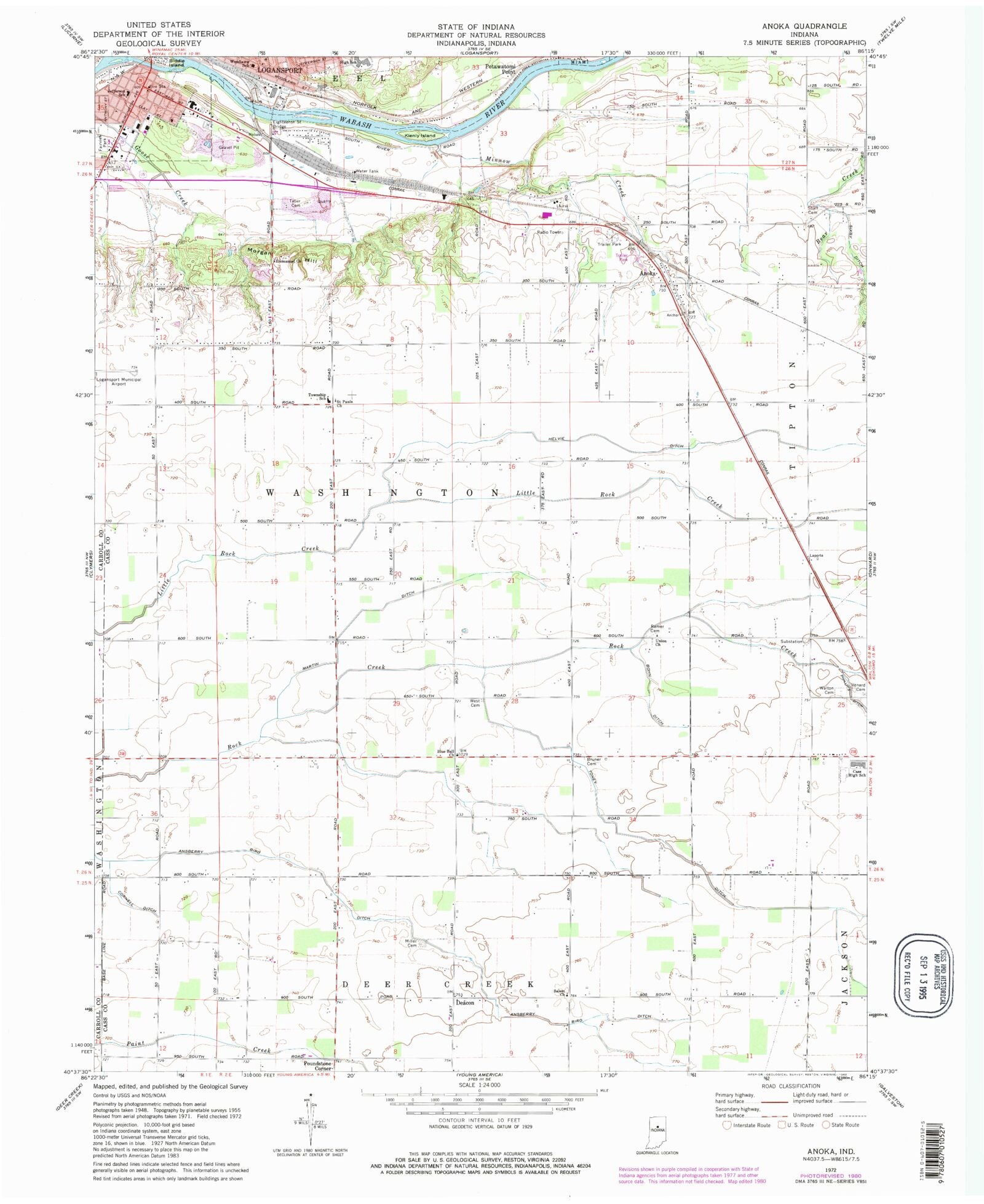 Classic USGS Anoka Indiana 7.5'x7.5' Topo Map – MyTopo Map Store