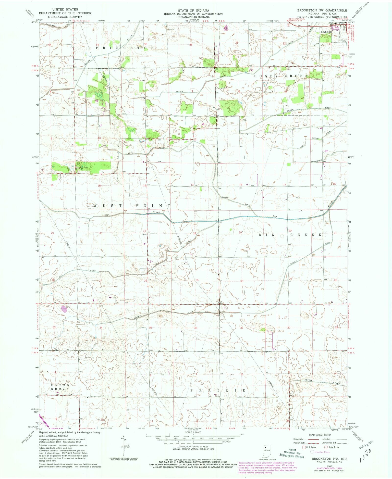 Classic USGS Brookston NW Indiana 7.5'x7.5' Topo Map – MyTopo Map Store
