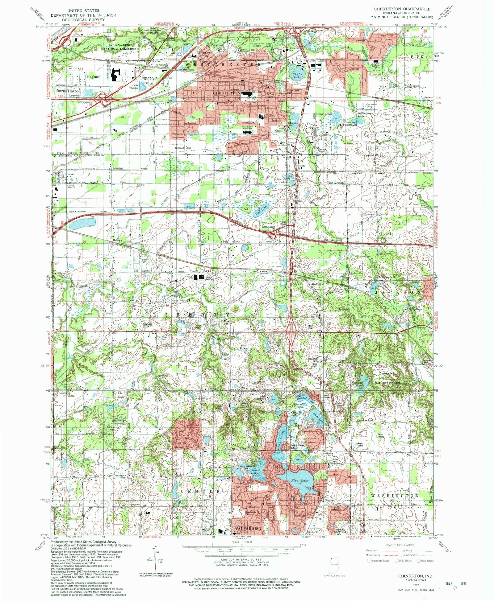 Classic USGS Chesterton Indiana 7.5'x7.5' Topo Map – MyTopo Map Store