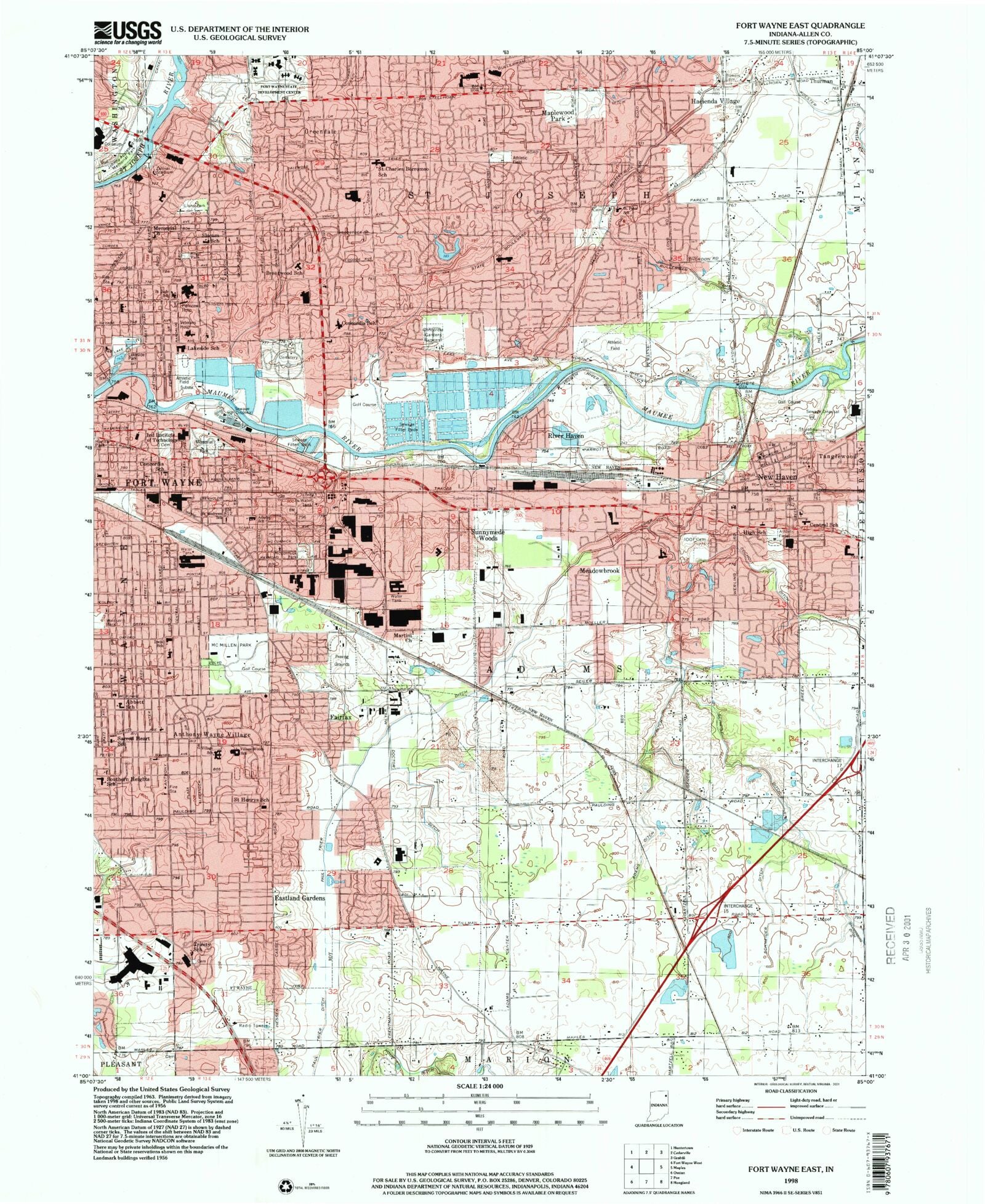 Classic USGS Fort Wayne East Indiana 7.5'x7.5' Topo Map – MyTopo Map Store
