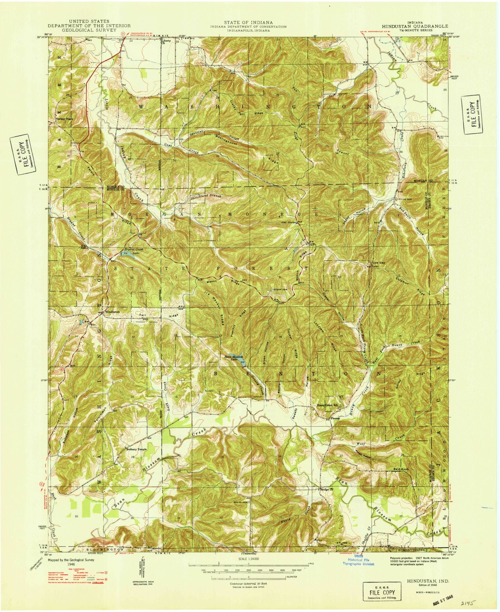 USGS Classic Hindustan Indiana 7.5'x7.5' Topo Map – MyTopo Map Store