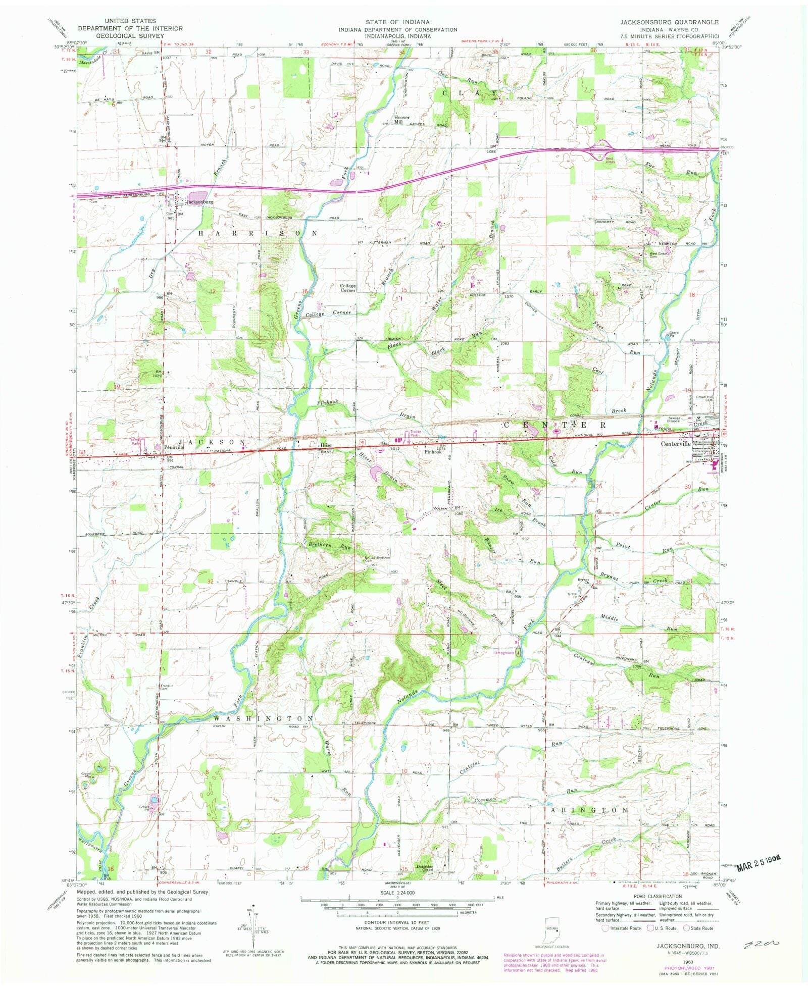 Classic USGS Jacksonburg Indiana 7.5'x7.5' Topo Map – MyTopo Map Store