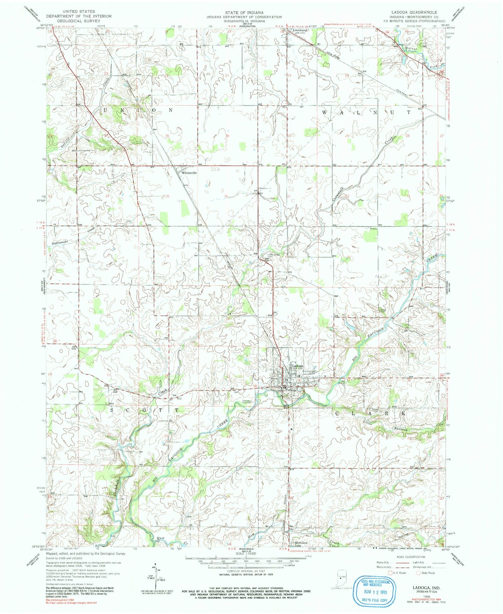 Classic USGS Ladoga Indiana 7.5'x7.5' Topo Map – MyTopo Map Store