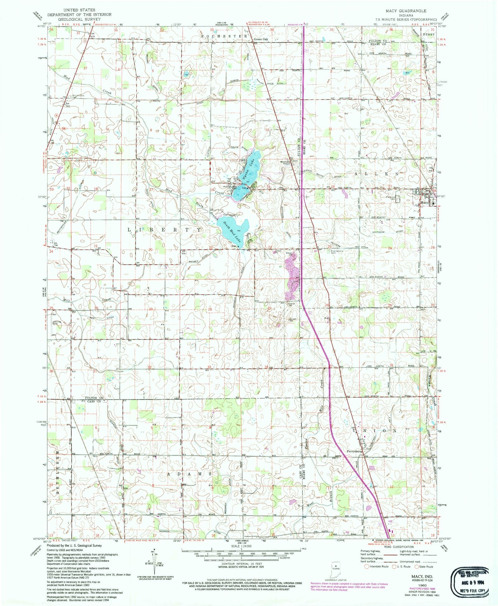 Classic USGS Macy Indiana 7.5'x7.5' Topo Map – MyTopo Map Store