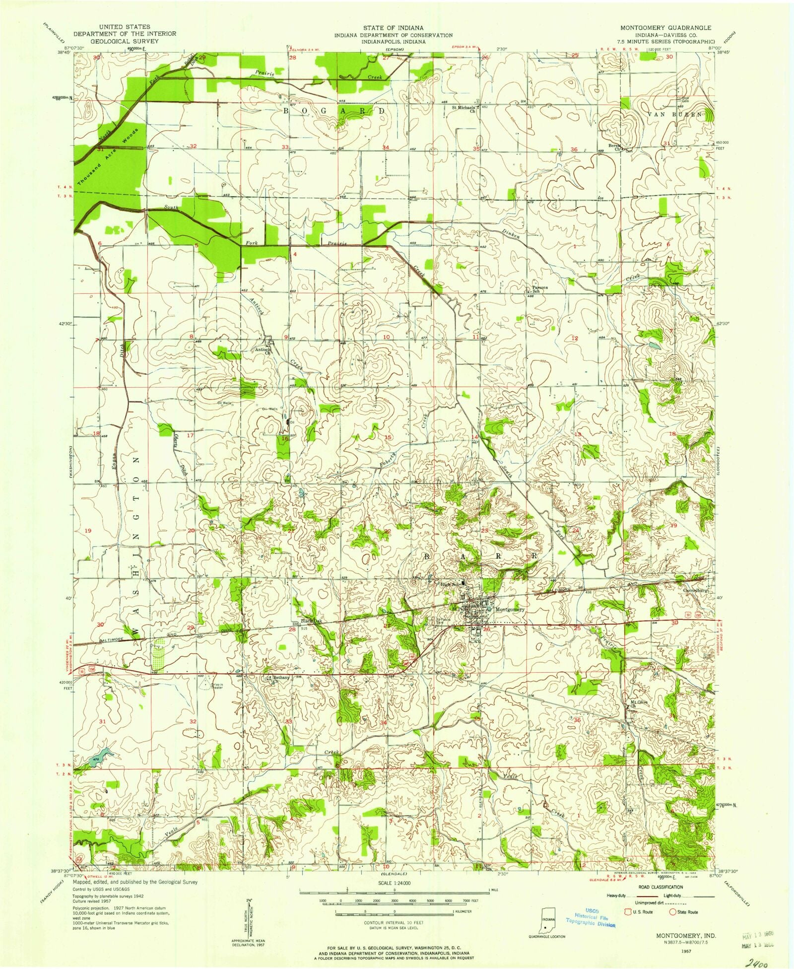 Classic USGS Montgomery Indiana 7.5'x7.5' Topo Map – MyTopo Map Store
