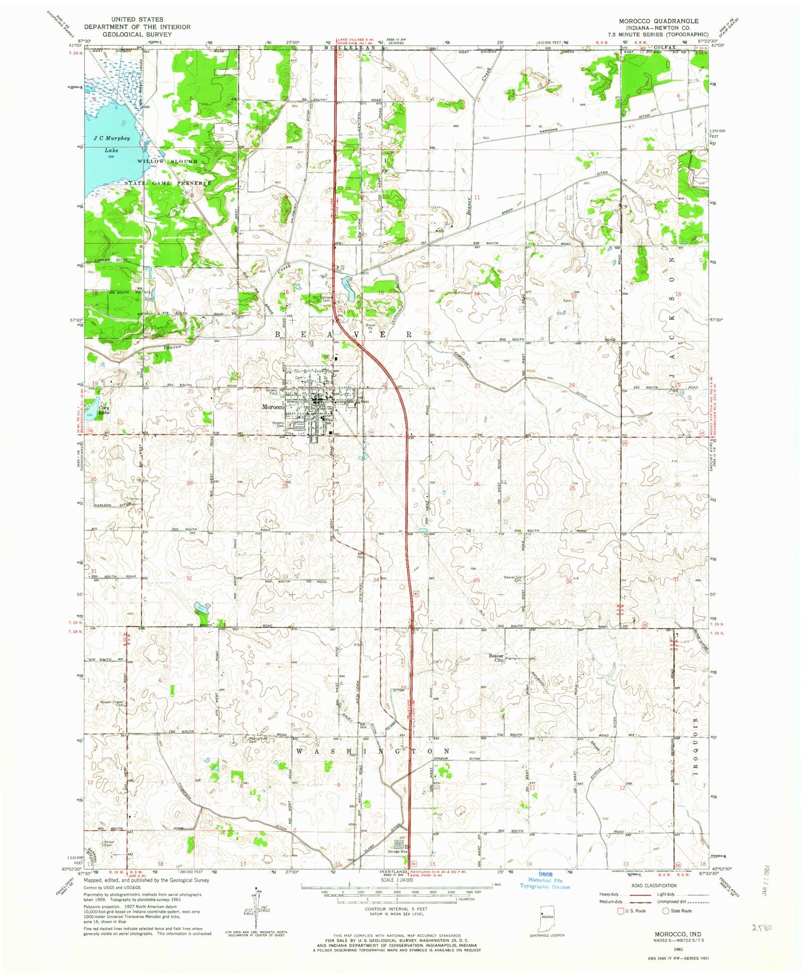 Classic USGS Morocco Indiana 7.5'x7.5' Topo Map – MyTopo Map Store