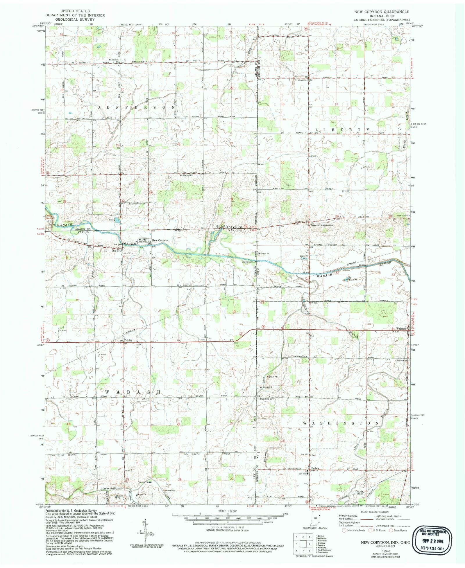 Classic USGS New Corydon Indiana 7.5'x7.5' Topo Map – MyTopo Map Store