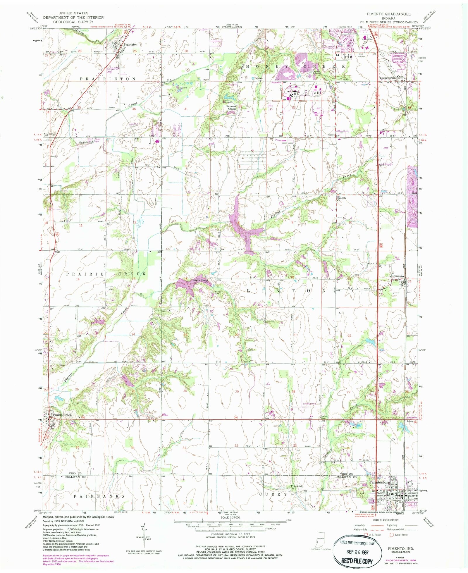 Classic USGS Pimento Indiana 7.5'x7.5' Topo Map – MyTopo Map Store