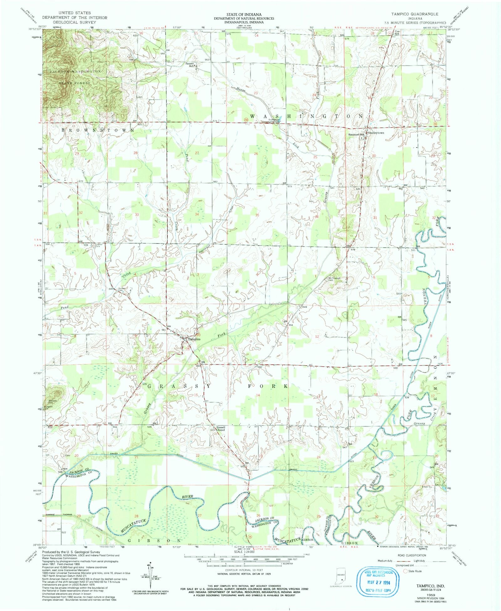 Classic USGS Tampico Indiana 7.5'x7.5' Topo Map – MyTopo Map Store