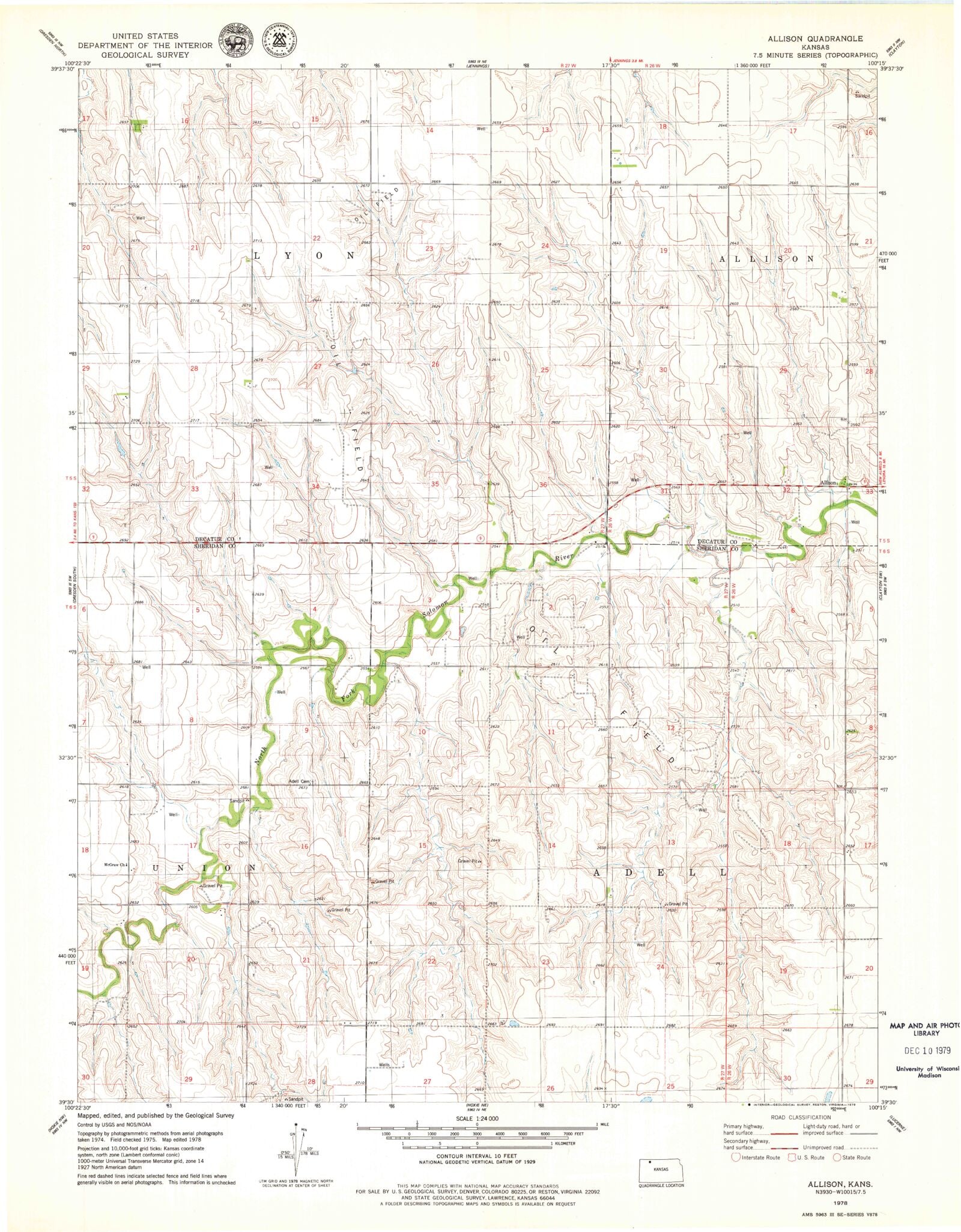 Classic USGS Allison Kansas 7.5'x7.5' Topo Map – MyTopo Map Store