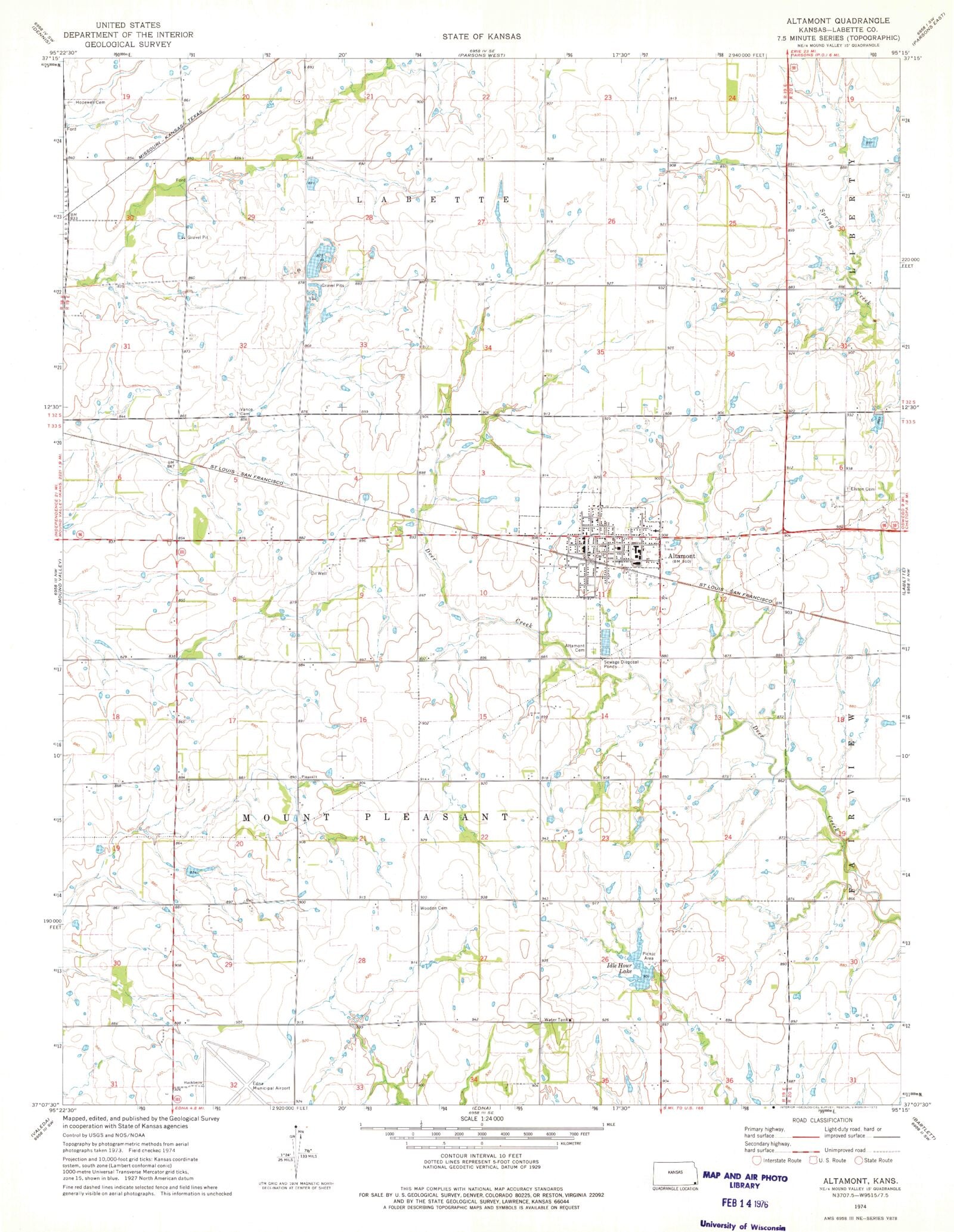 Classic USGS Altamont Kansas 7.5'x7.5' Topo Map – MyTopo Map Store