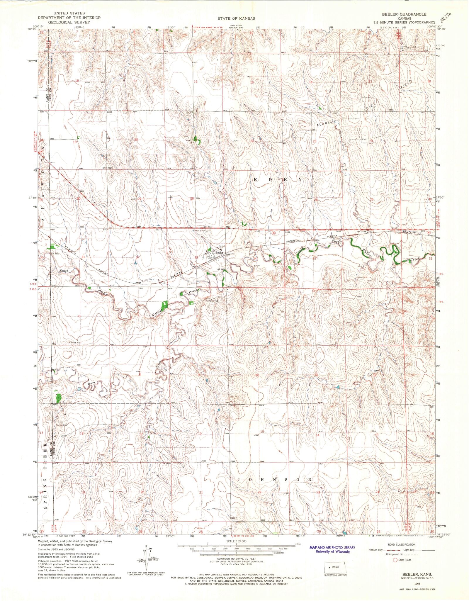 Classic USGS Beeler Kansas 7.5'x7.5' Topo Map – MyTopo Map Store